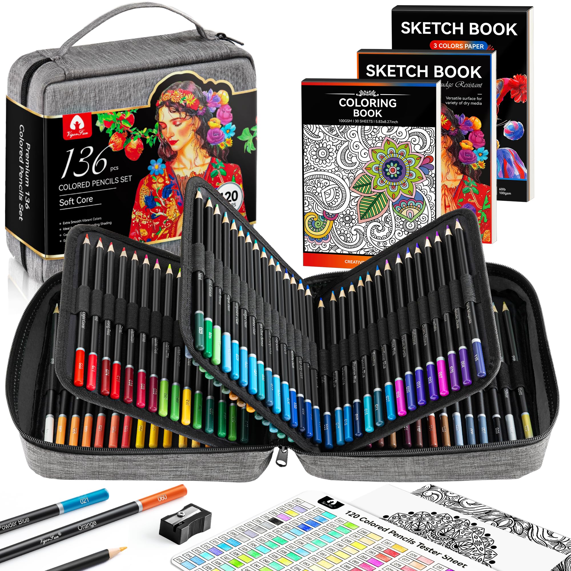 Amazon.com : 136 PCS Colored Pencils Set for Adult Coloring Books, 120 ...