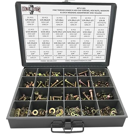 Amazon.com: Grade 8 FINE Thread Hex Cap Bolts Screws, Finished Hex Nuts ...