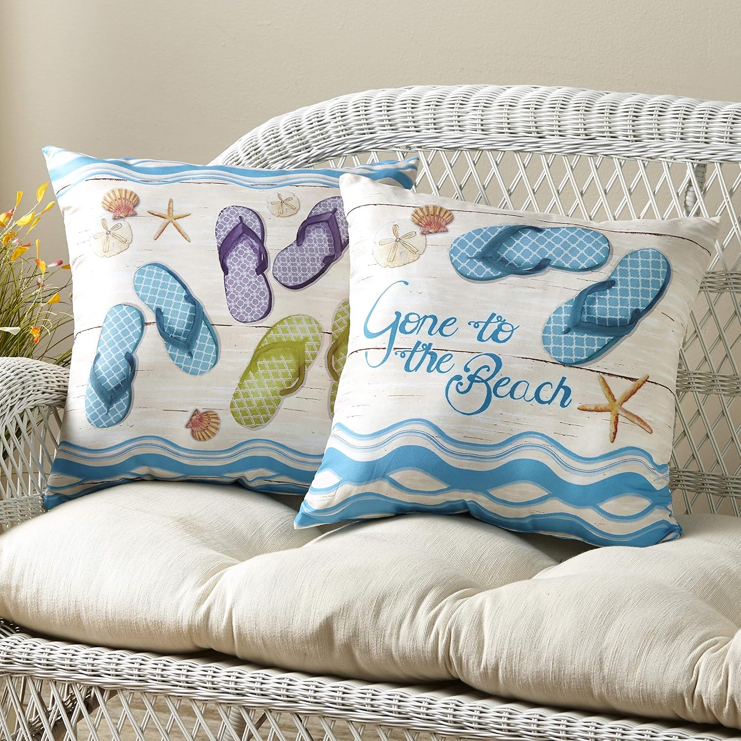 Amazon.com: The Lakeside Collection Flip Flop Accent Pillows with ...