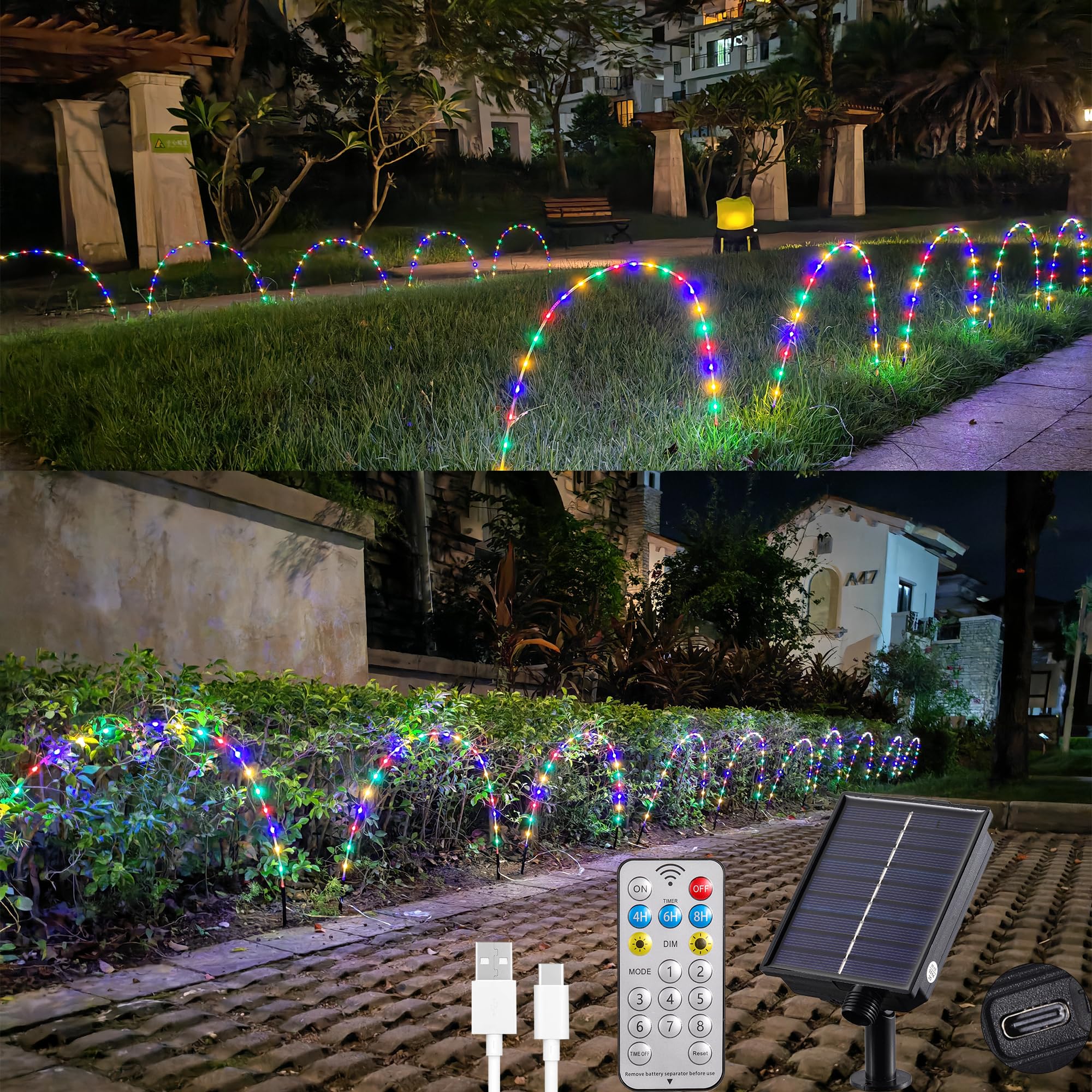 Solar Pathway Lights Waterproof, Solar Christmas Lights Outdoor with ...