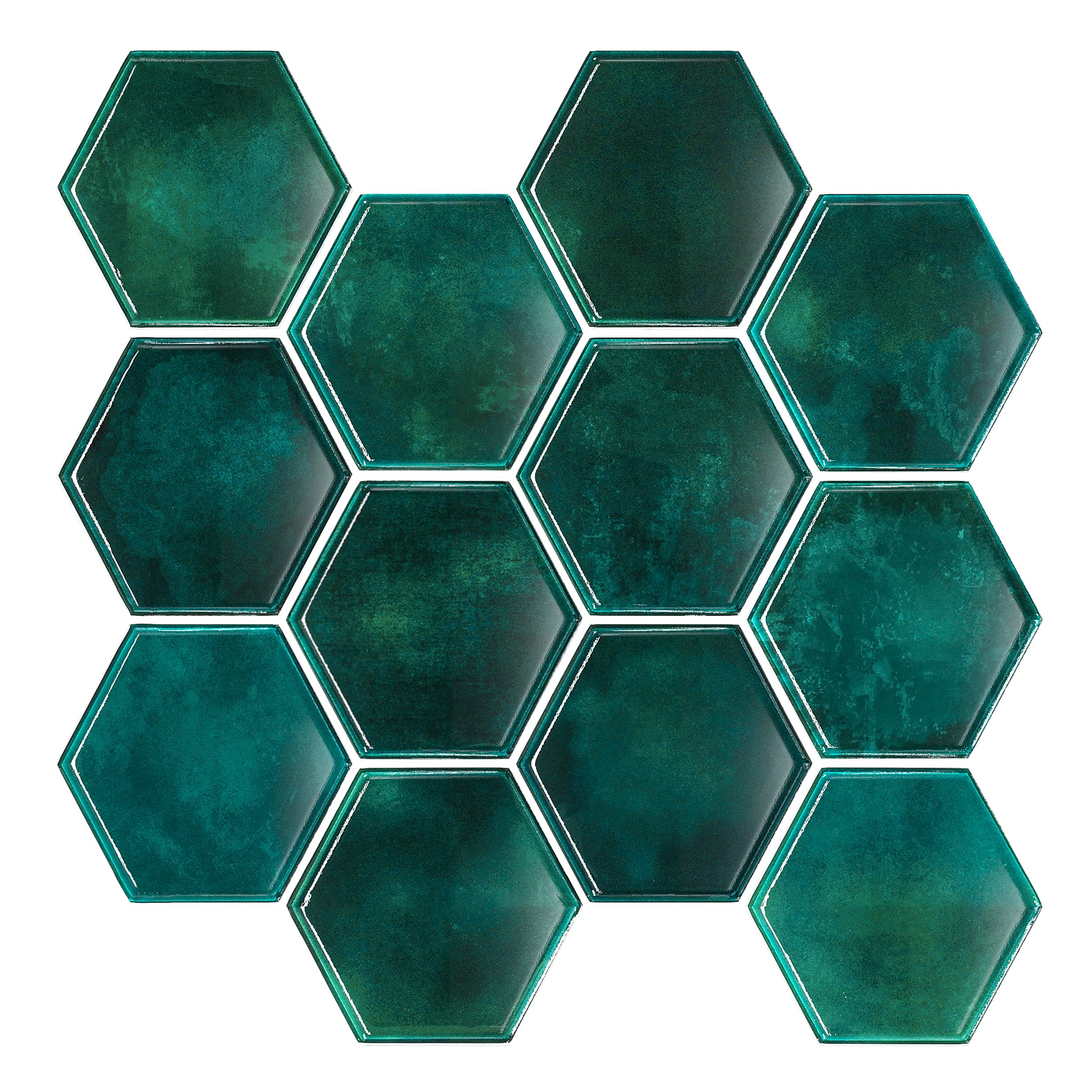 Amazon.com: VEELIKE 6 Sheets Green Hexagon Peel and Stick Backsplash ...