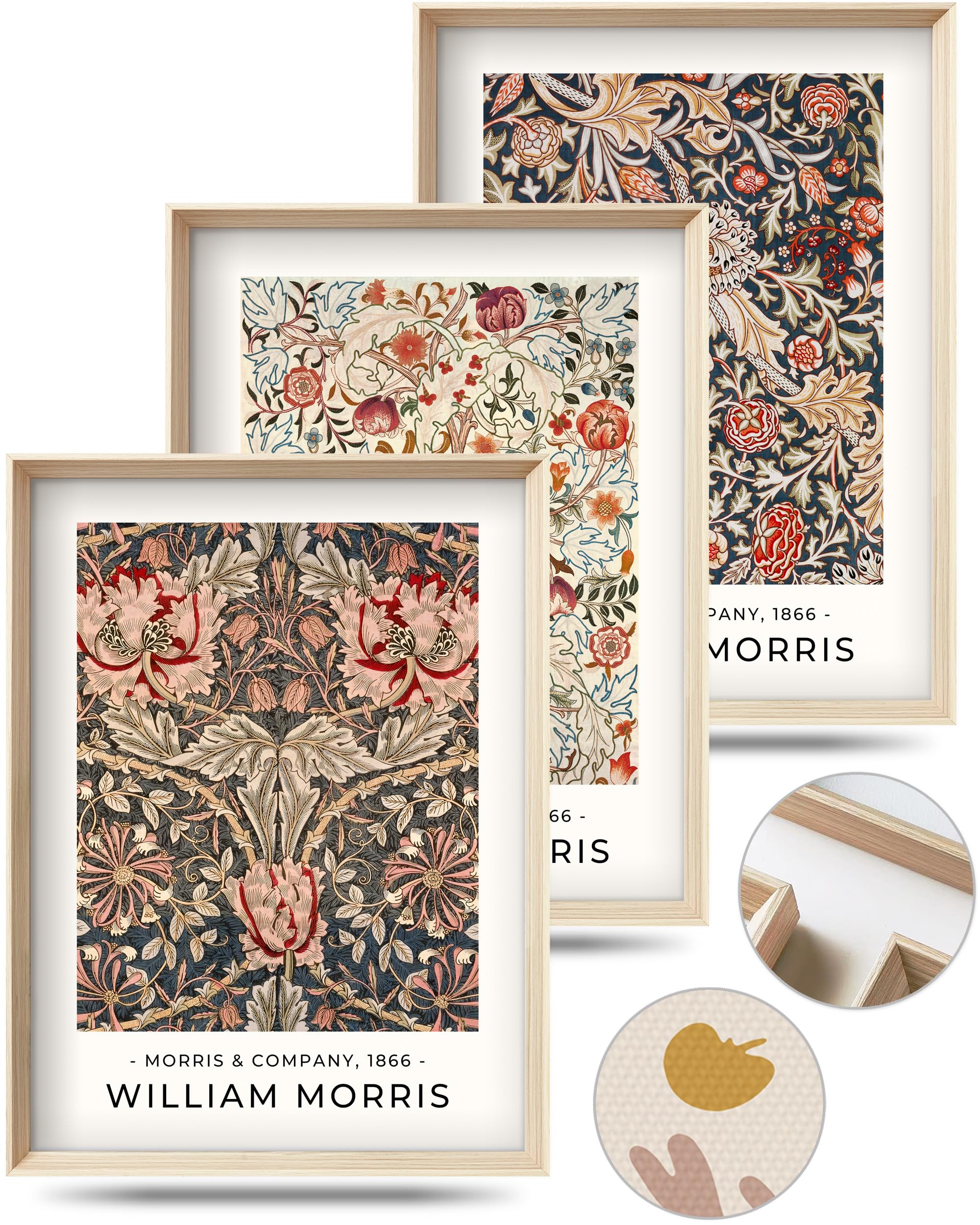 Amazon.com: Framed William Morris Canvas Wall Art,Floral Pattern ...