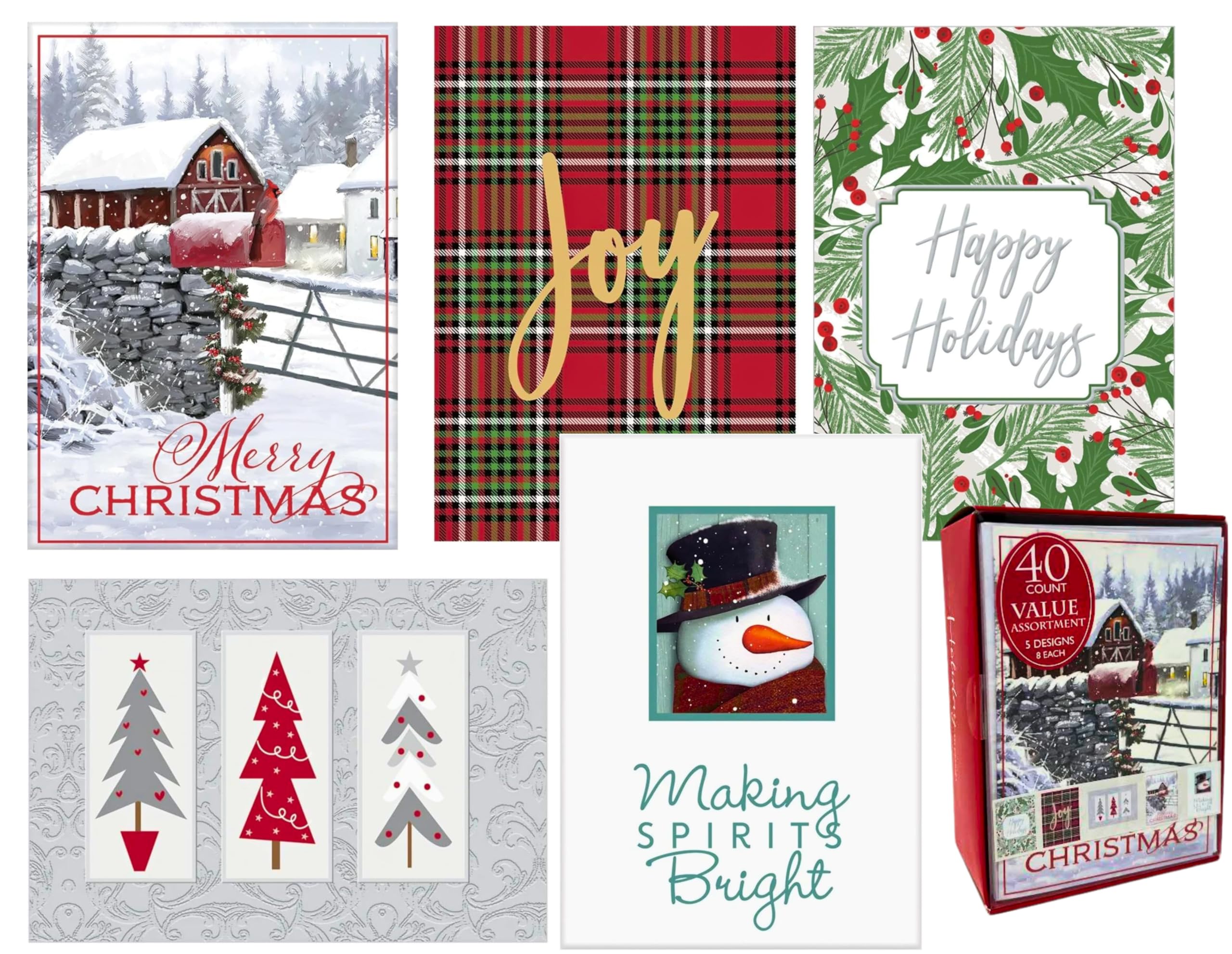Snapklik.com : 40-Count Traditional Christmas Cards Box Set 5 Designs
