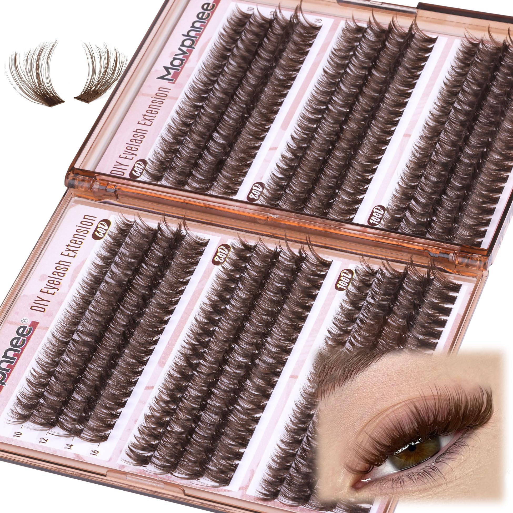 Brown Lash Extensions D Curl Eyelash Extensions 480Pcs Volume Lash ...