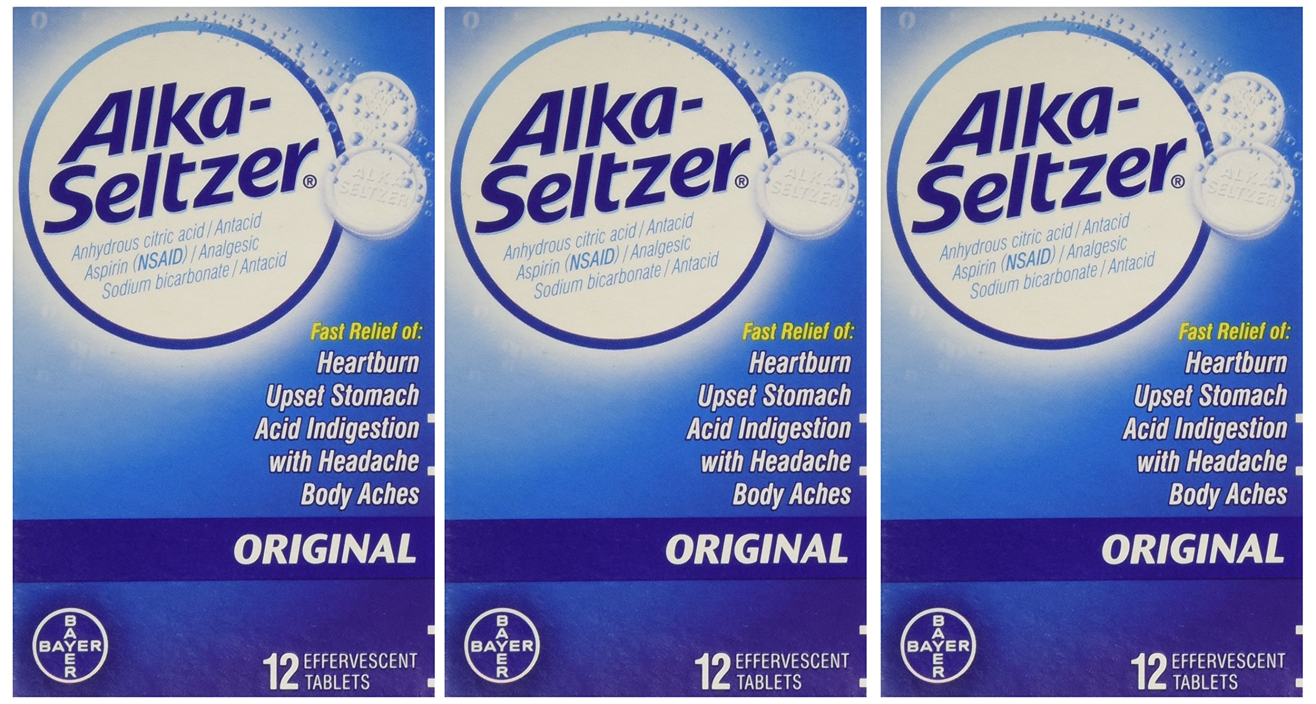 Amazon.com: Alka-Seltzer Original Effervescent Tablets with Aspirin, 12 ...
