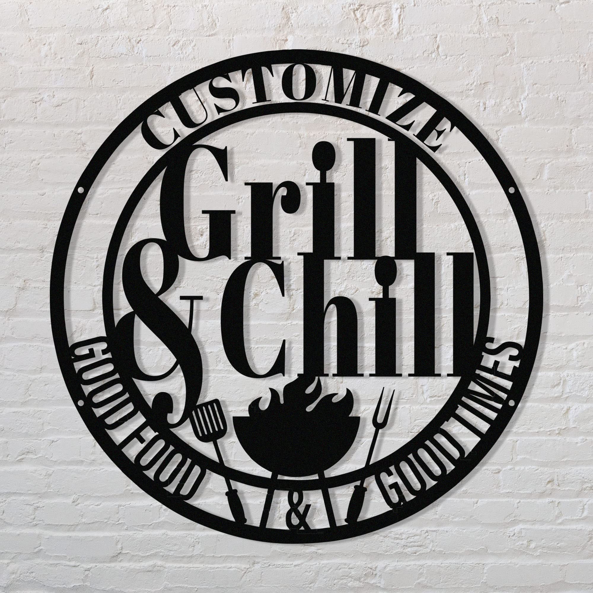 Amazon.com: Bbq Sign - Custom Grill Chill Sign for Part - Metal Wall ...