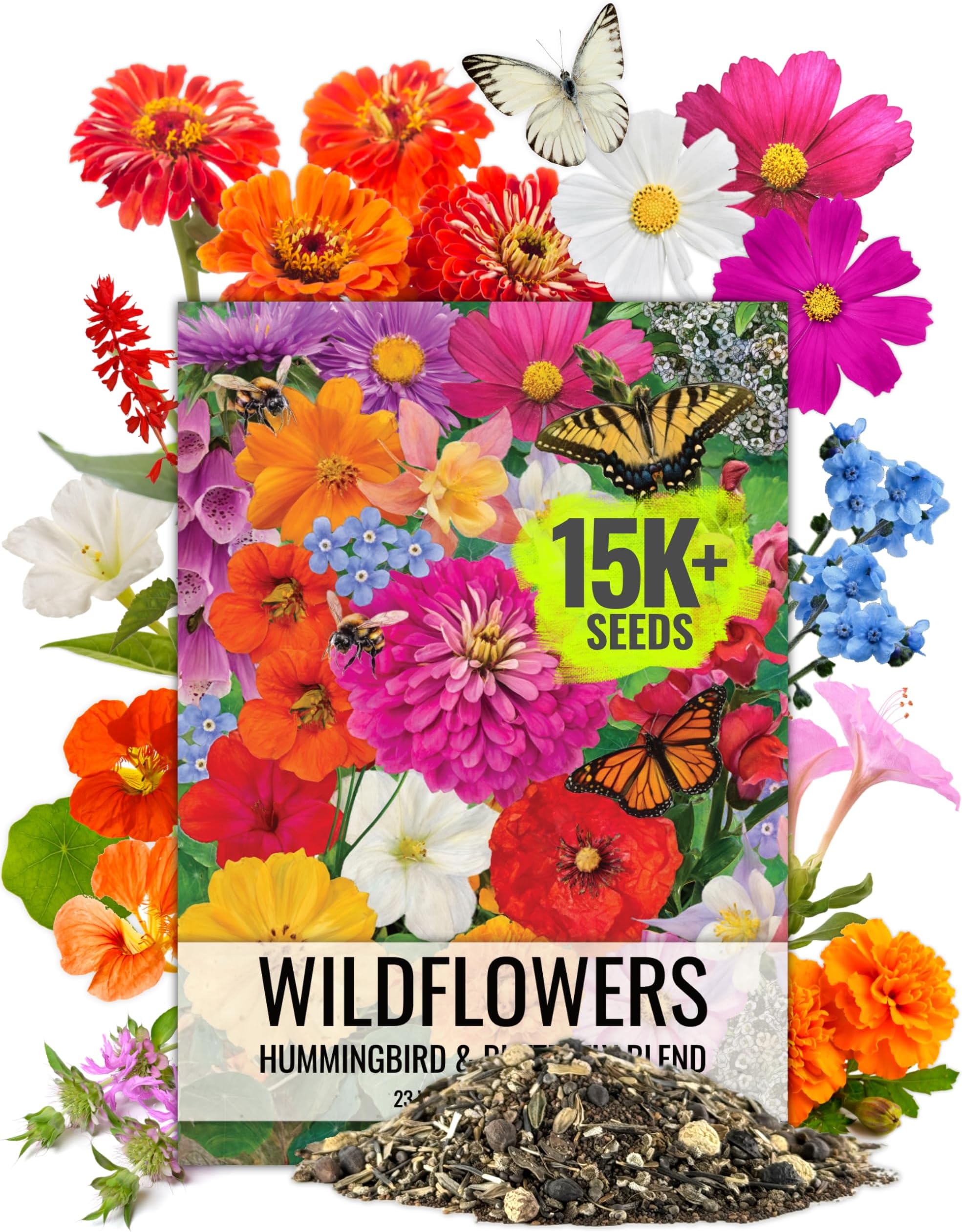 Amazon.com : Birds, Bees & Butterflies Wildflower Mix – 500+ Seeds/PK ...