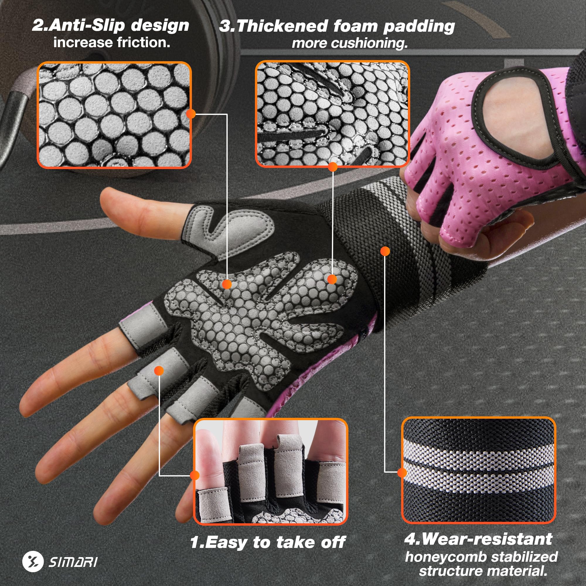 Snapklik.com : SIMARI Breathable Workout Gloves For Women Men, Padded ...