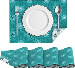 Amazon.com: Fennoma Table Placemats Set of 4 - Natural Rubber Dual ...
