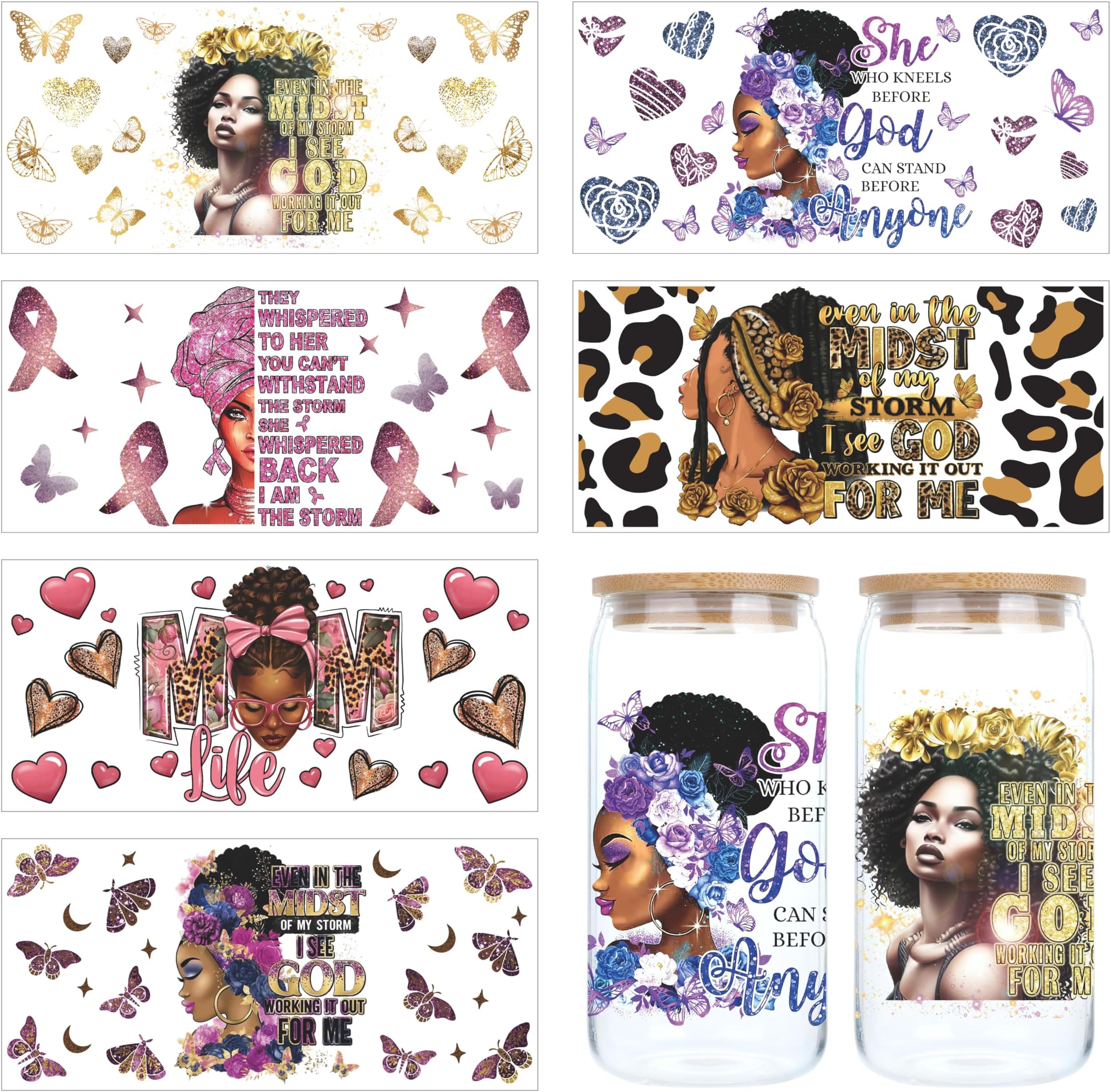 Amazon.com: UV DTF Glass Mug Transfer Stickers, 6 Sheets of Women's ...