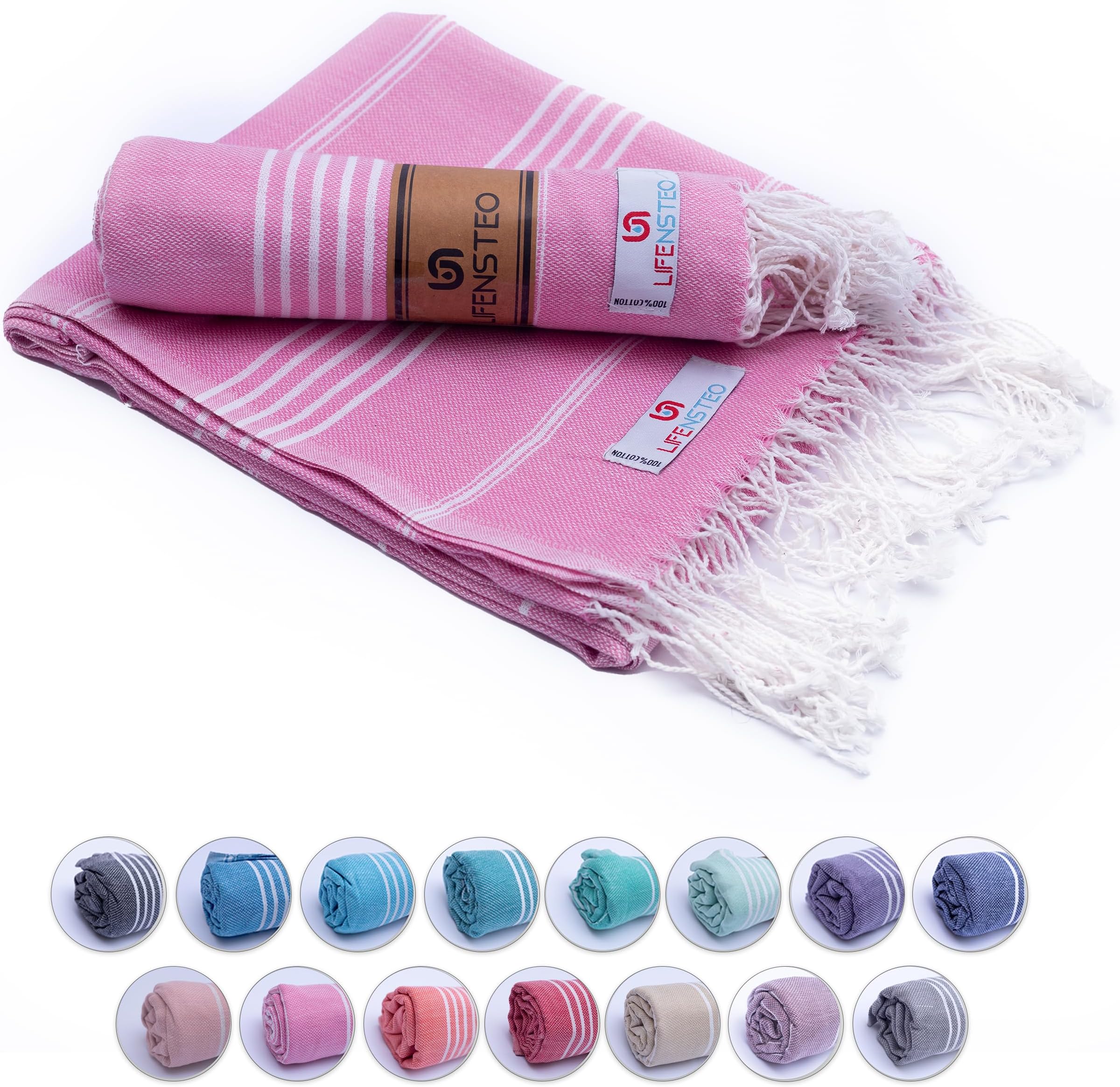 Amazon.com: LIFENSTEO Turkish Beach Towel - 40x71 niches Oversized Sand ...