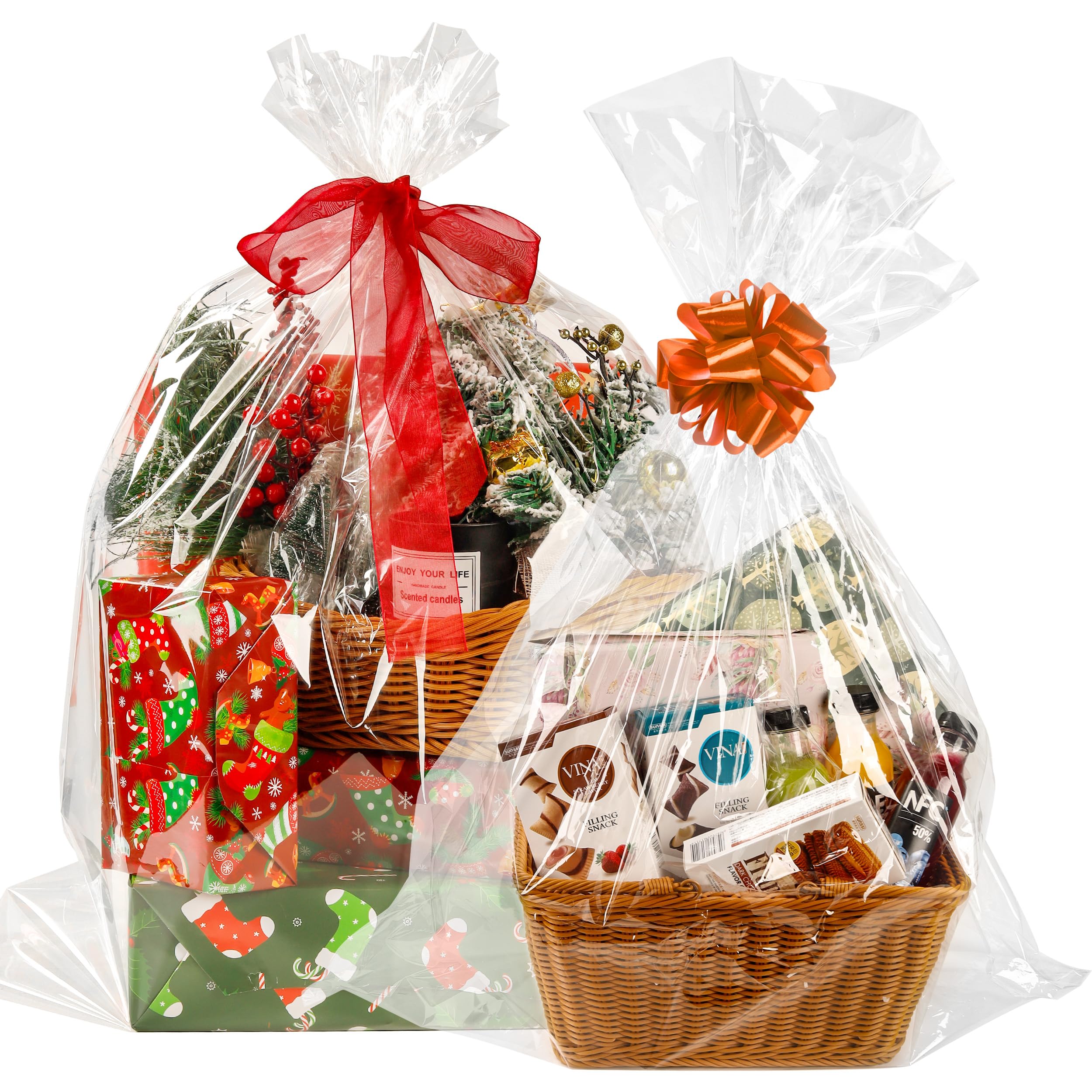 Amazon.com: NPLUX 10 Pack Cellophane Gift Bags Large Treat Bags Clear ...