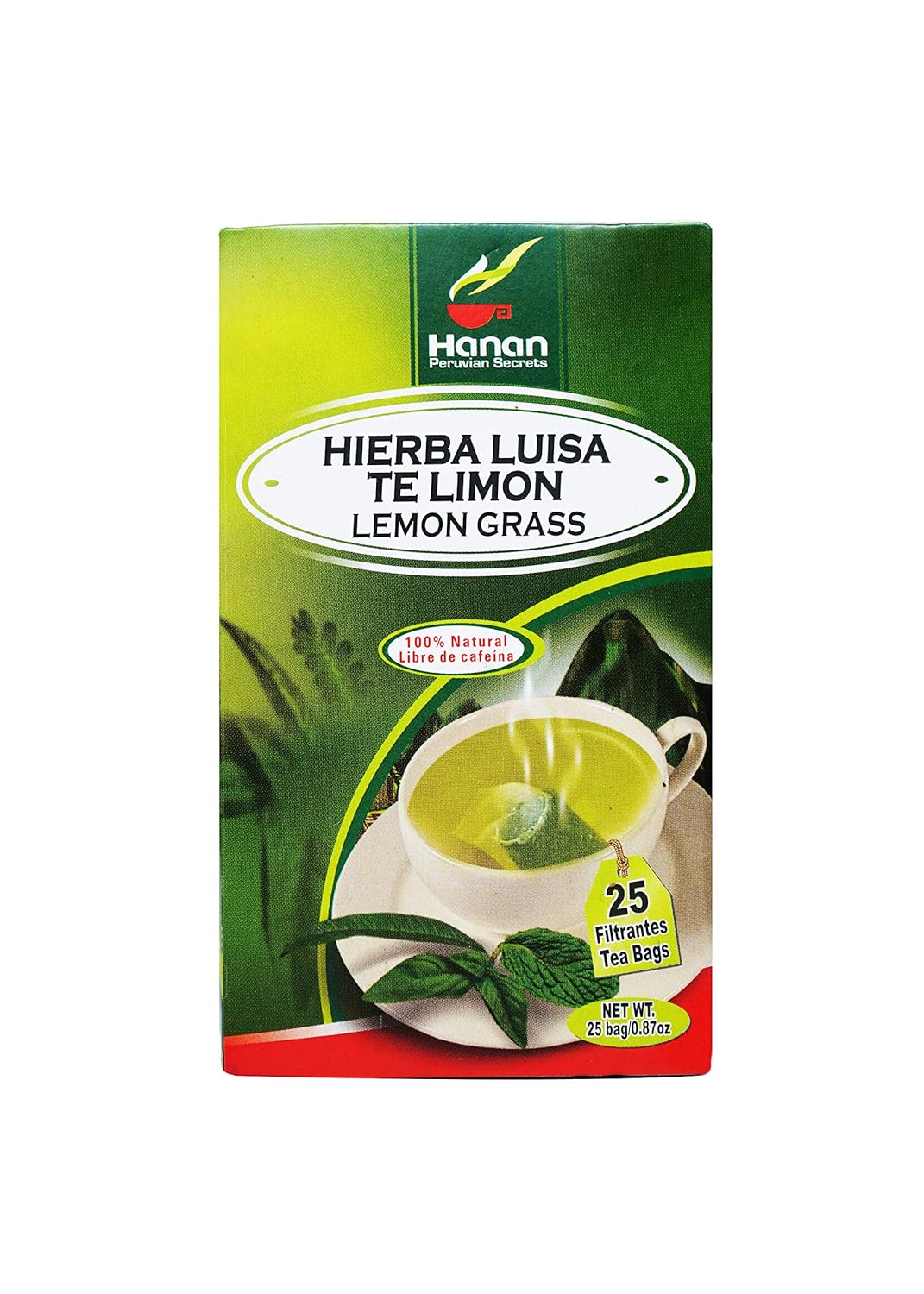 Hanan Secretos peruanos Hierba Luisa Te Limon 100 % hierba de limón natural 25 bolsas de té ...