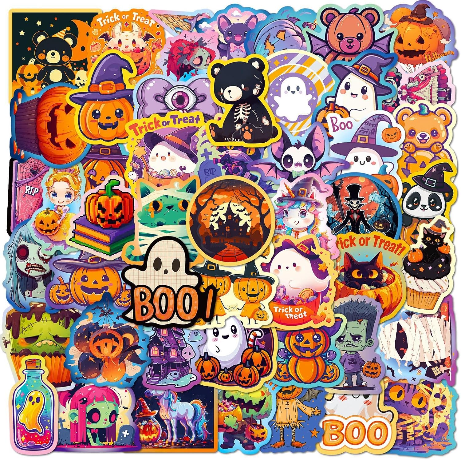 Amazon.com: SUYANGLIU Halloween Kids Stickers Gift 50Pcs Cute Halloween ...
