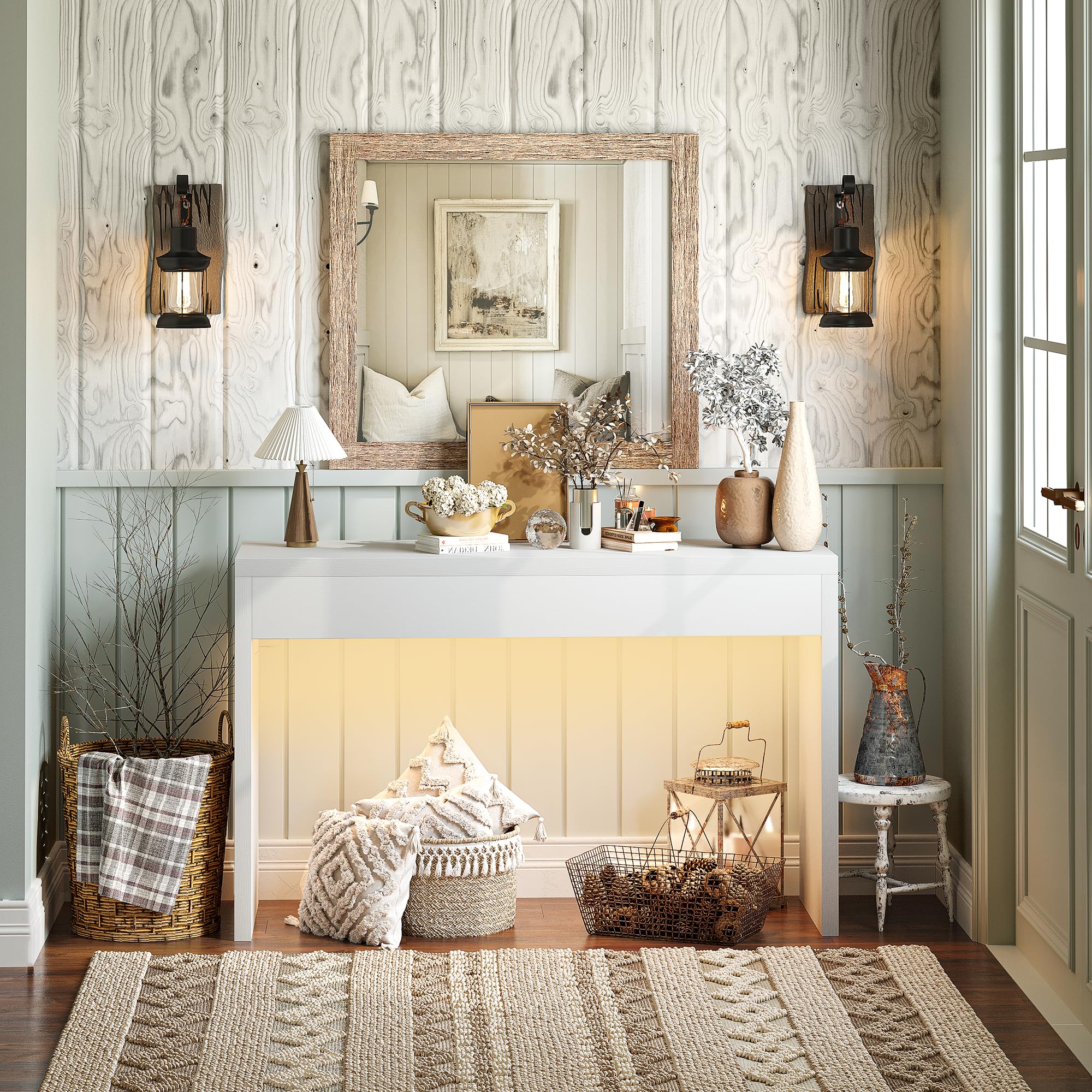 Amazon.com: TIQLAB Console Table, Entryway Table with LED Light, 44 ...