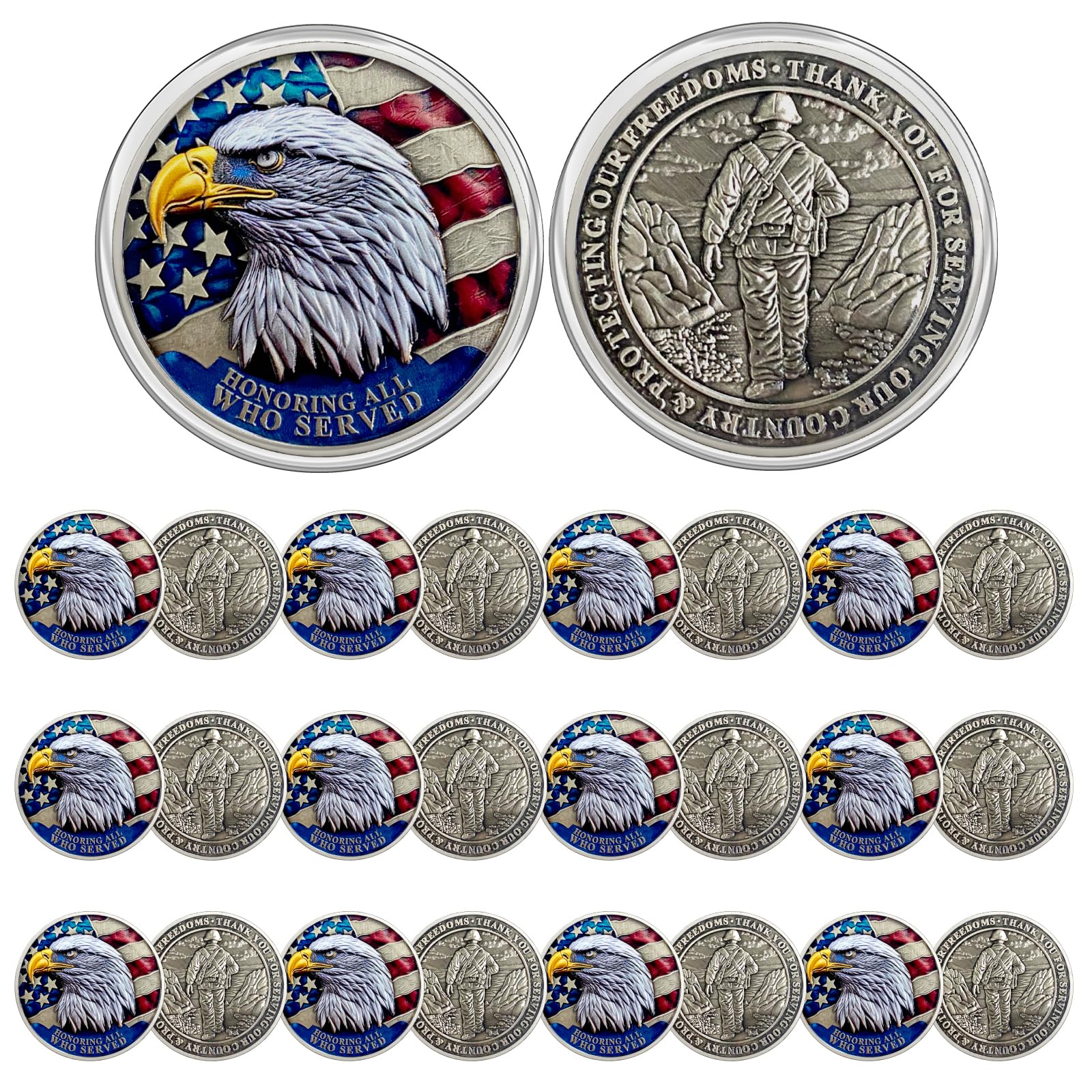 Amazon.com: CHURYUML 24Pcs Military Veterans Challenge Coins Bulk ...