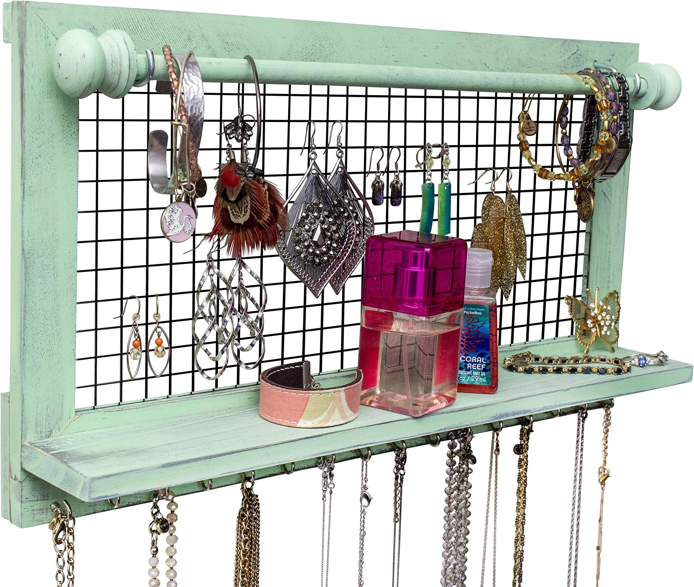 Amazon.com: NIKKY HOME Wall Mounted Hooks Jewelry Organizer Rustic ...