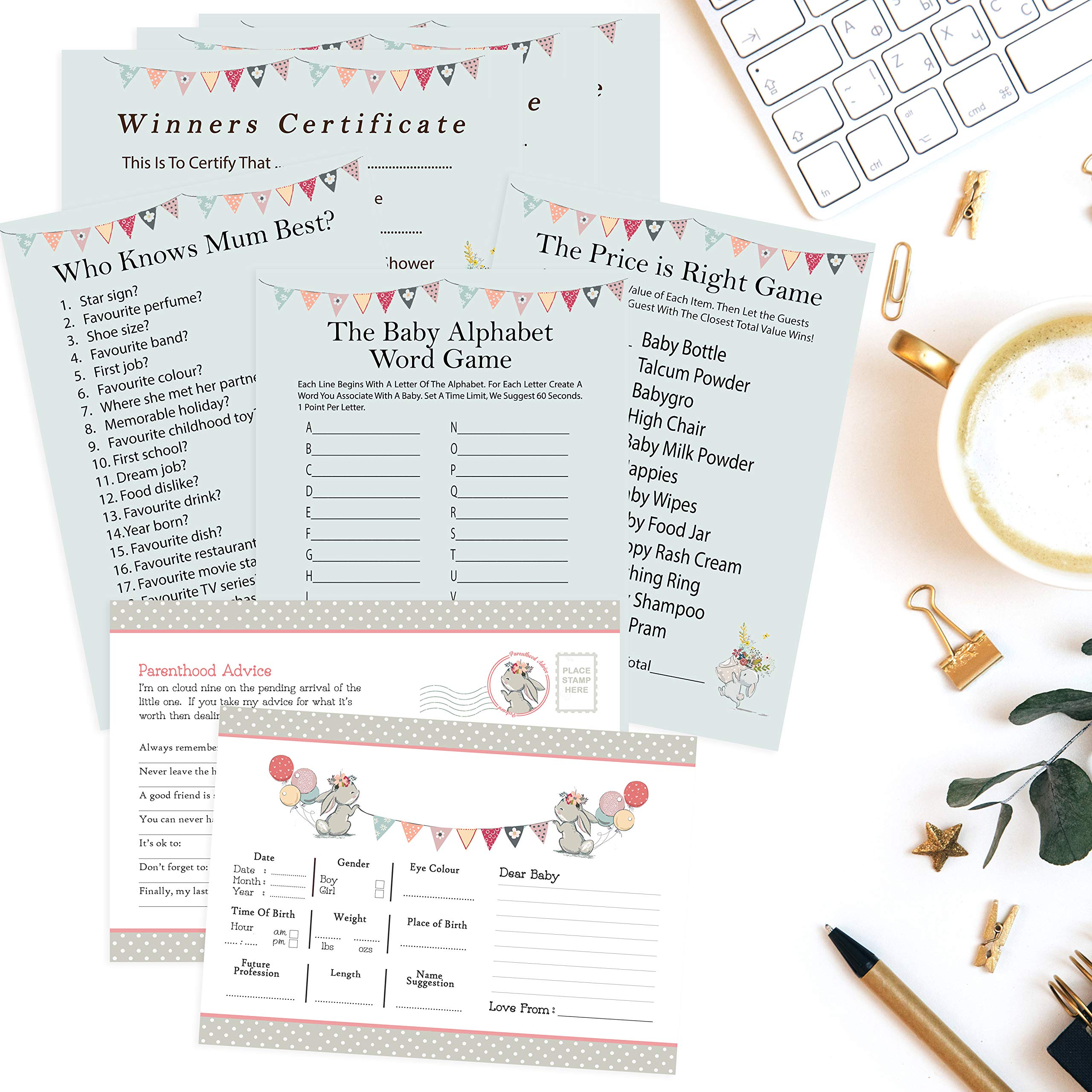 Buy Baby Shower Games Unisex 16 Guests Vintage Bunny Baby Prediction buy-baby-shower-games-unisex-16-guests-vintage-bunny-baby-prediction