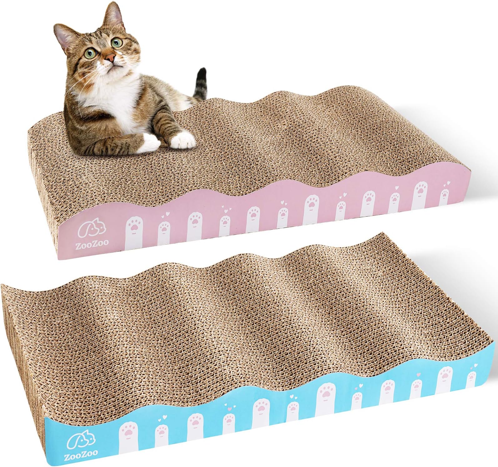 ZooZoo 2-Pack Curved Corrugated Cat Scratchers, Cat Scratching Board ...