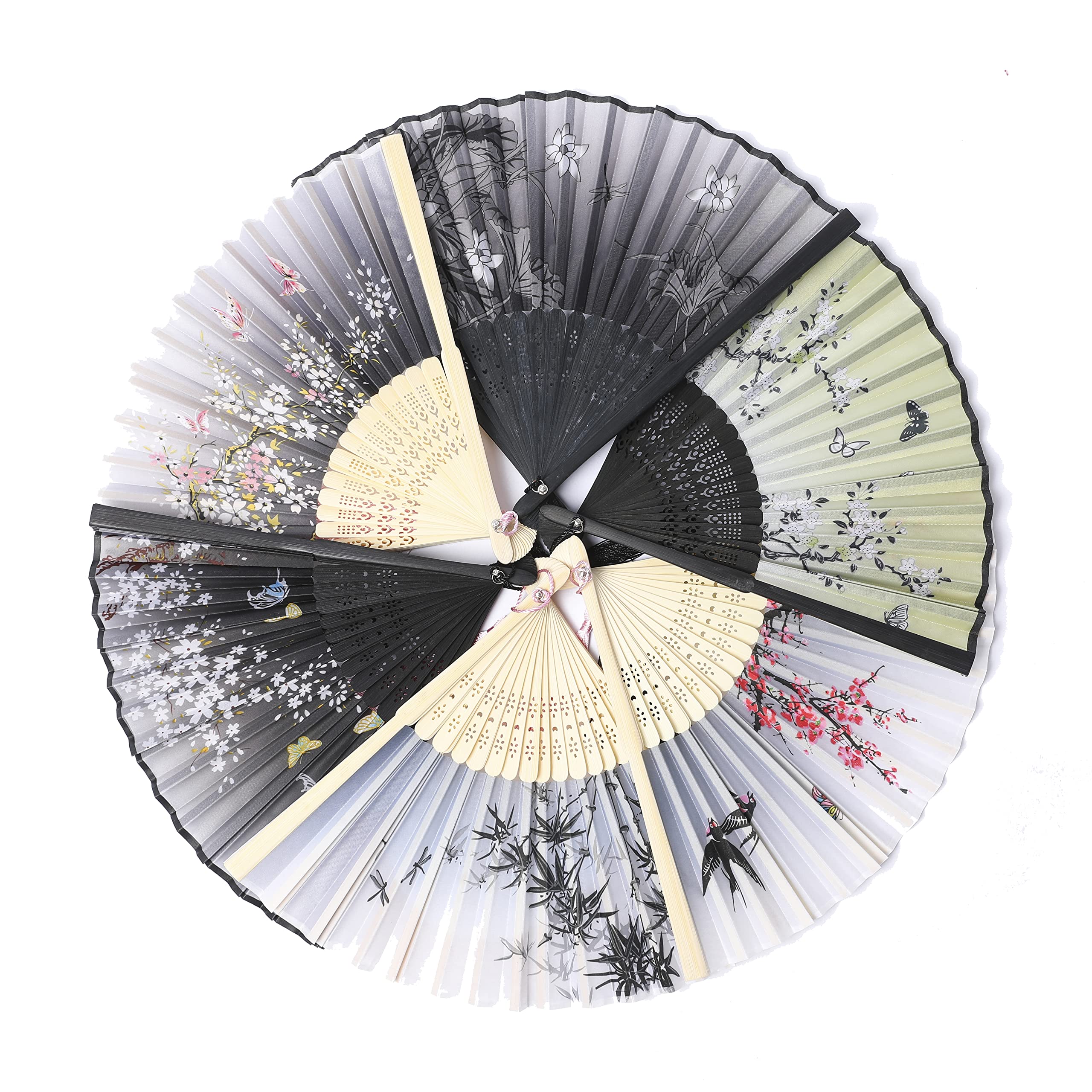 Snapklik.com : 6 Pieces Folding Hand Fan For Women,Chinese Japanese ...