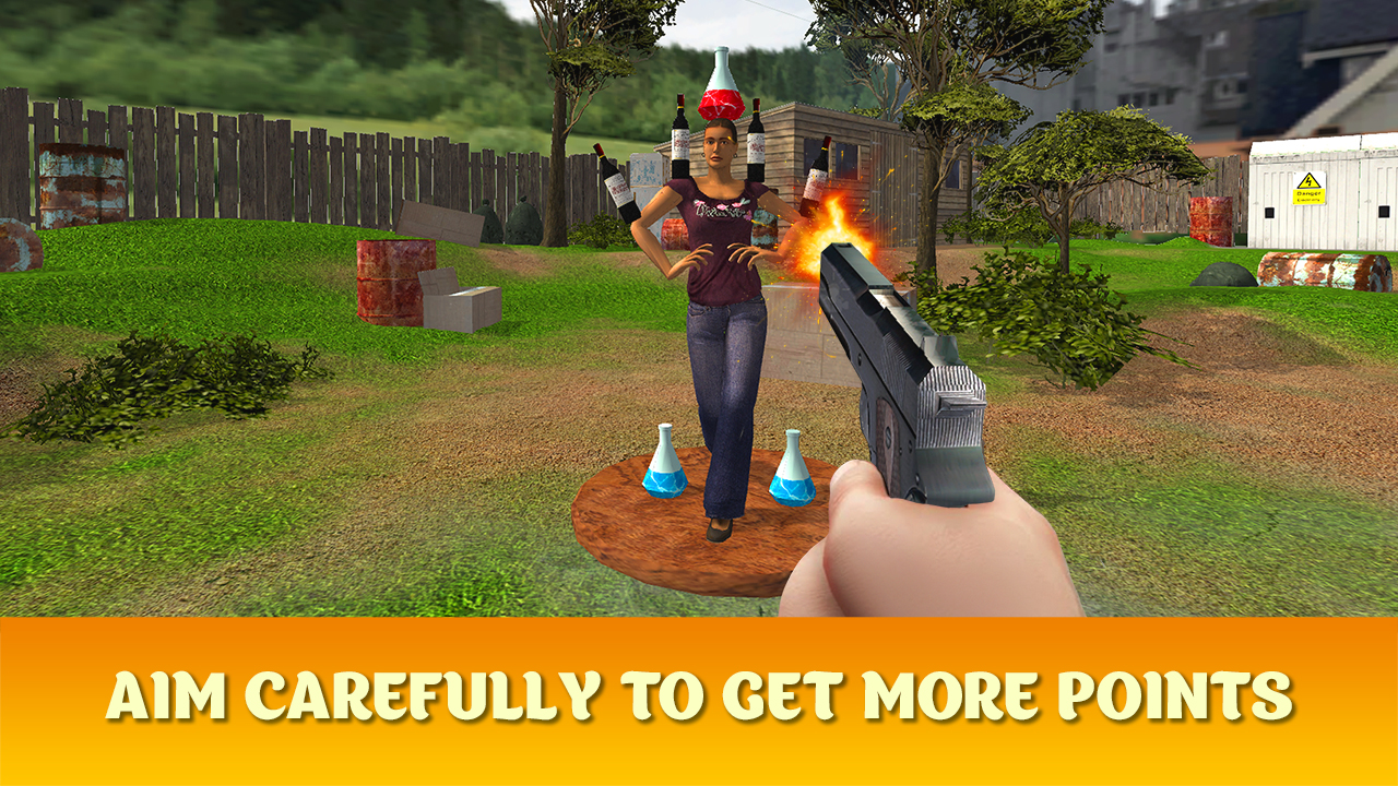 Pistol Target Aiming Bottle Skeet Shoot: Gunner Expertise Contest Game ...