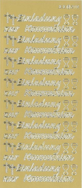 Lenzpaper Sticker Einladung zur Kommunion (Gold) : Amazon.de: Küche ...