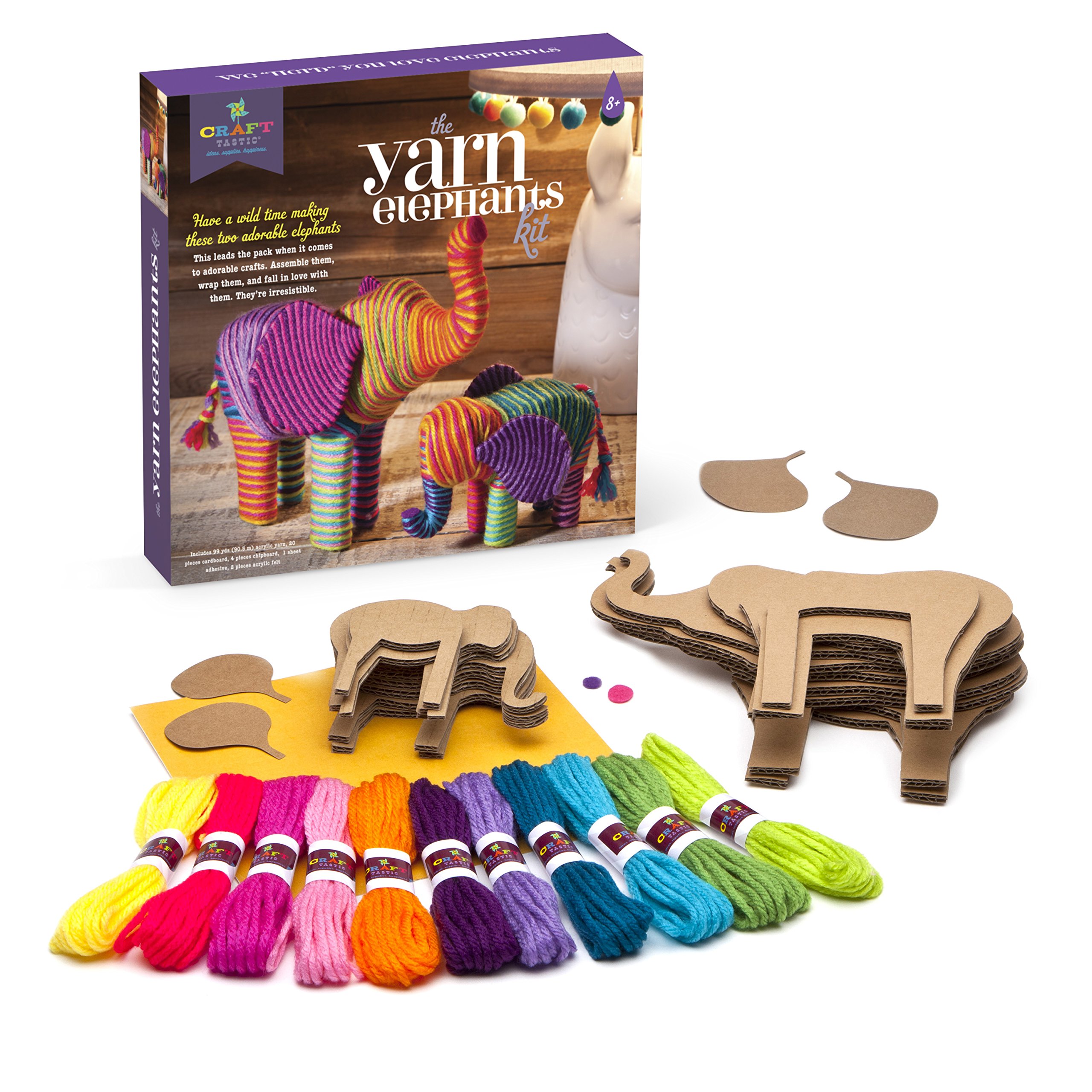 Craft-tastic – Yarn Elephants Kit – Craft Kit Makes 2 Yarn-Wrapped ...