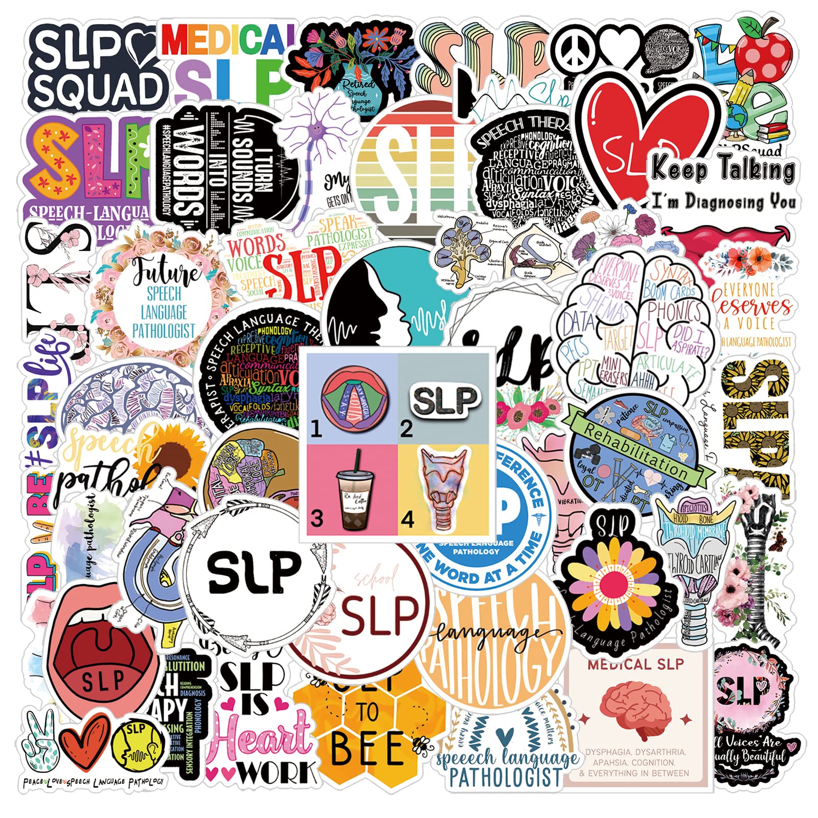 Amazon.com: 52Pcs SLP Stickers Pack, Speech Language Pathologist ...