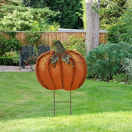 Amazon.com: Rustic Metal Pumpkin Yard Stakes Outdoor Decorations for ...