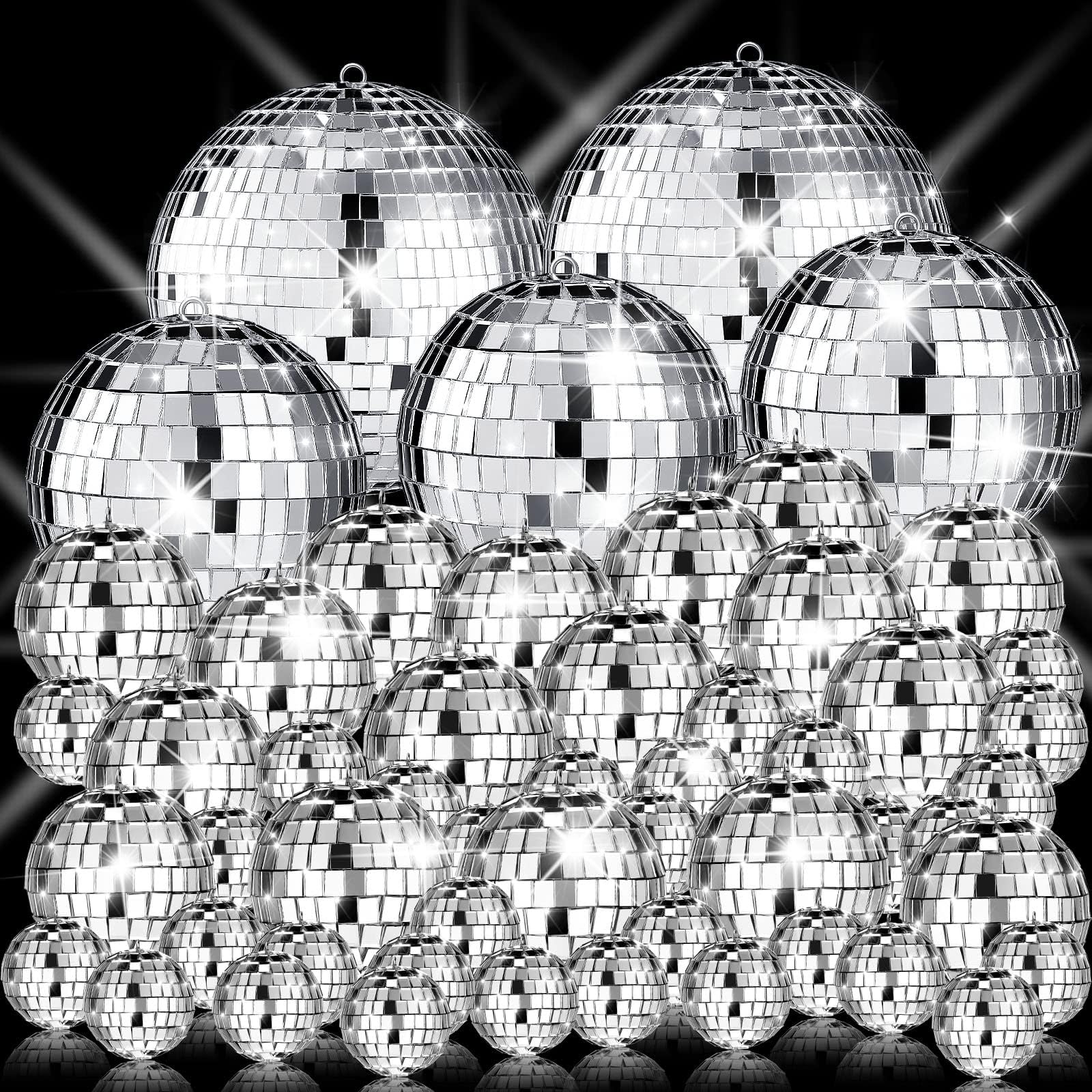 Amazon.com - 26 Pack Disco Ball Decorations Set - 24 Mirror Mini Glass ...