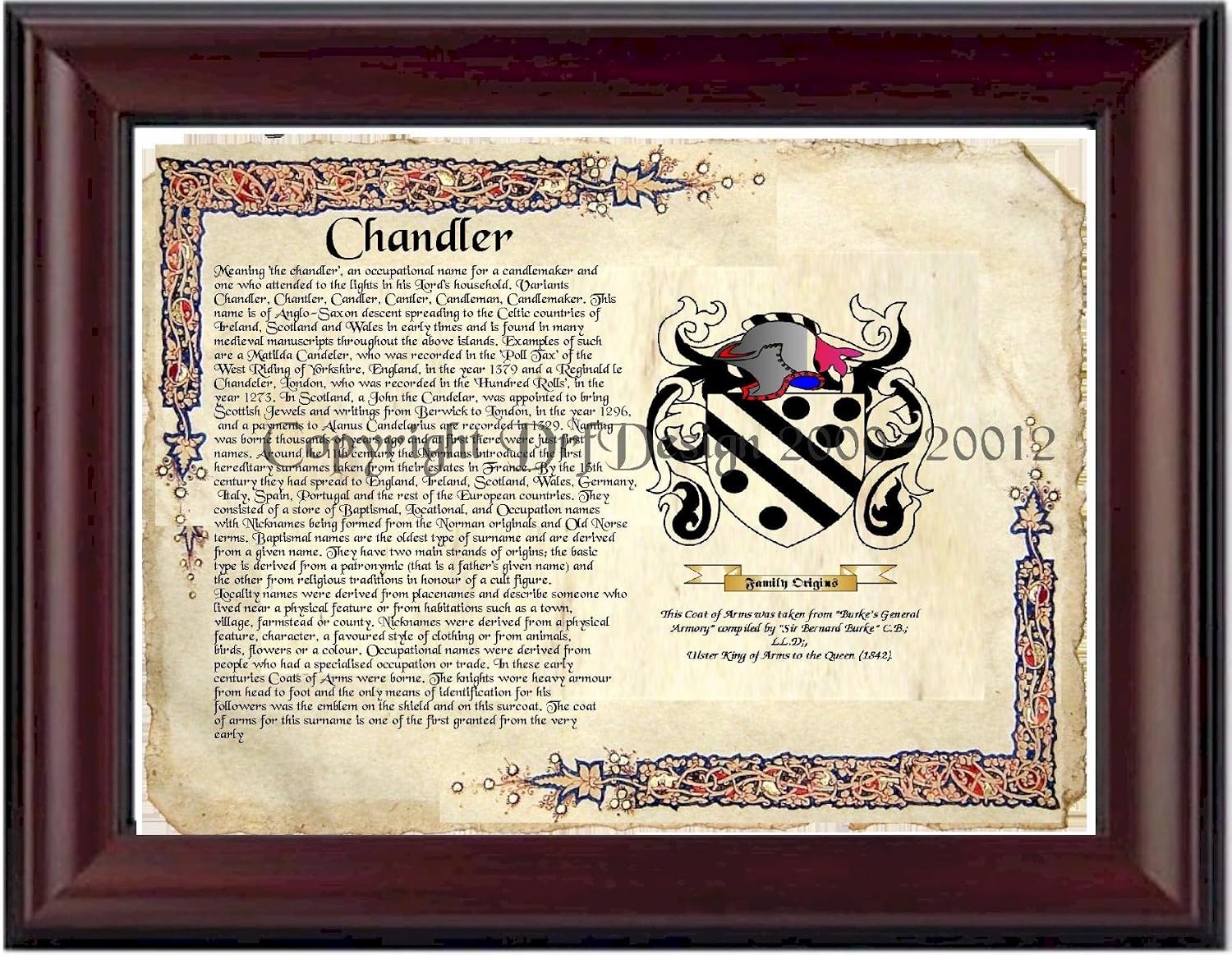 Amazon.com: Chandler Coat of Arms/ Family Crest on Fine Paper and ...
