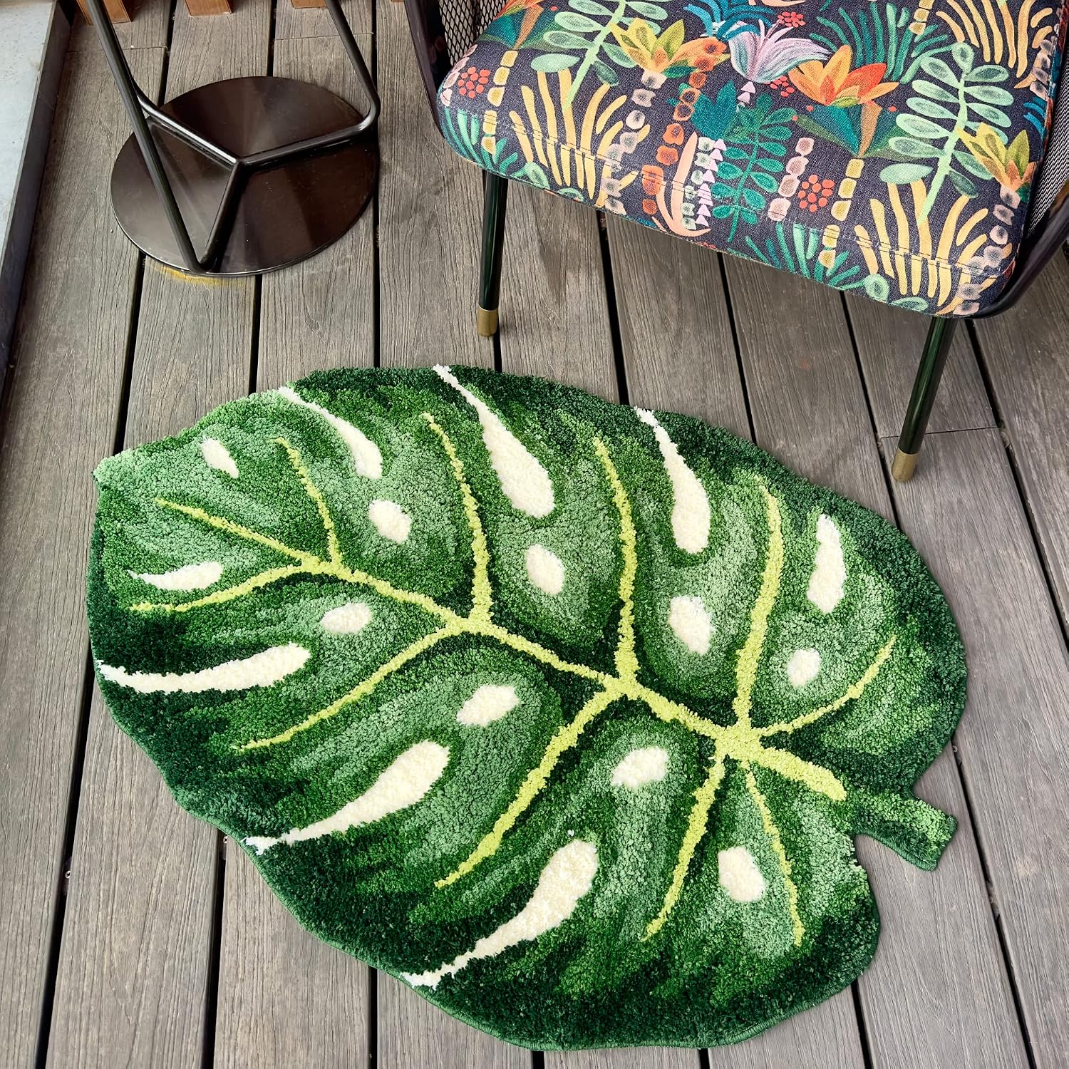 Amazon.com: stitchworn Monstera Leaf Area Rug 3.3x2.2ft Tufted Washable ...