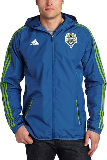 Amazon.com : MLS Seattle Sounders FC Rain Jacket (Capital Blue, Small ...