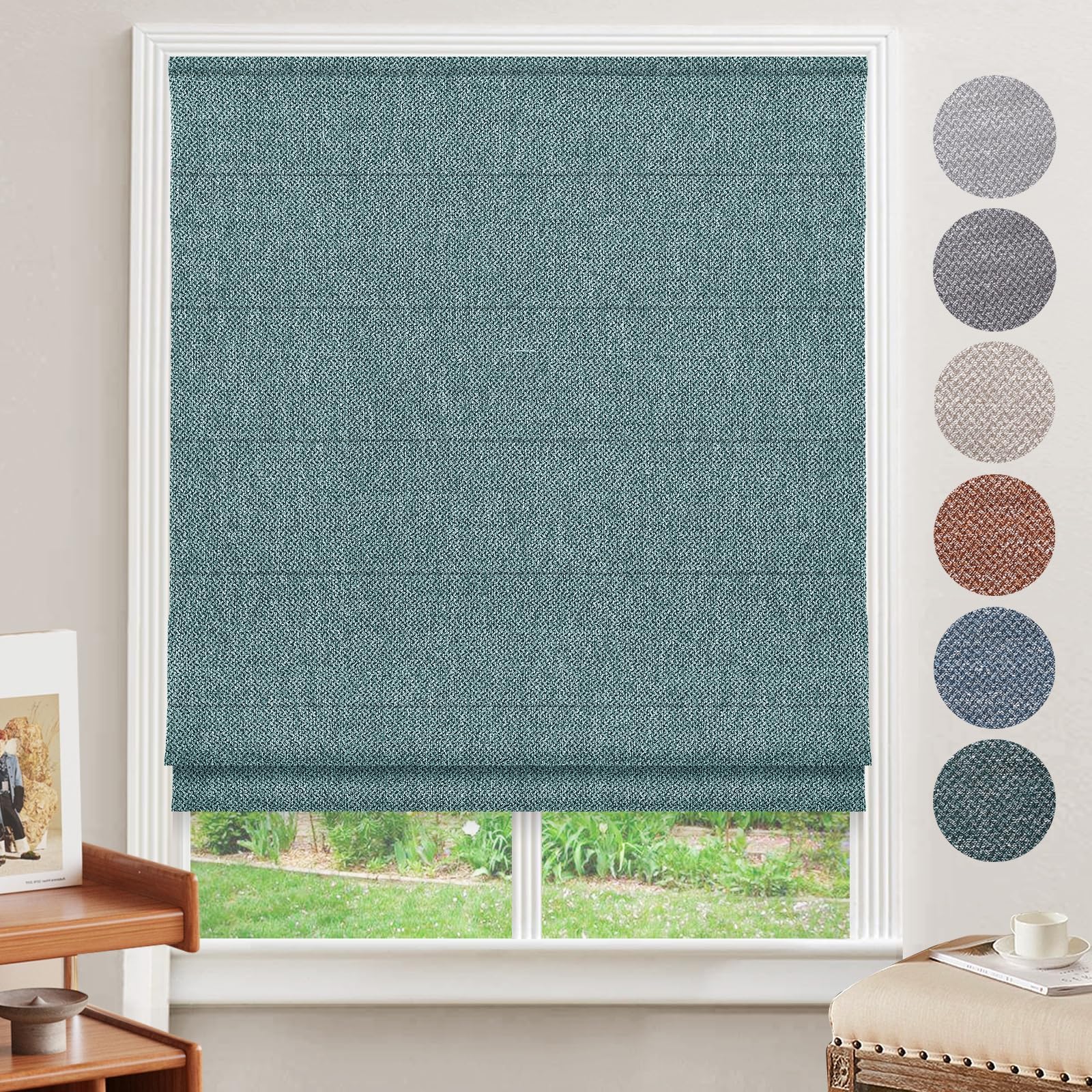 Amazon.com: CHEFRU Cordless Window Roman Shades, Blackout Roman Shades ...