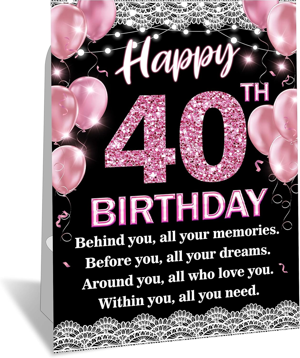 Amazon.com: 40th Birthday Party Table Sign with Paper Holder, Rose Gold ...