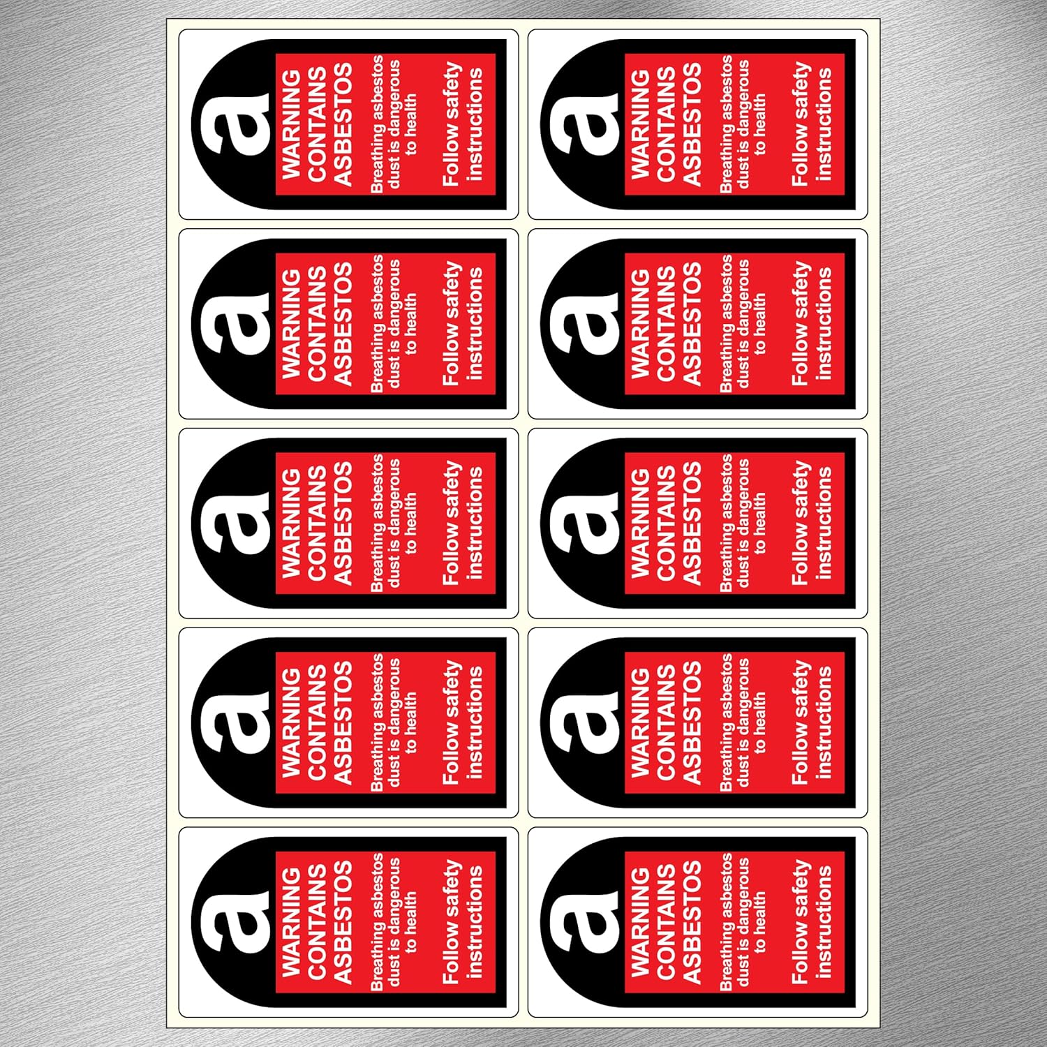 50 Large Warning Contains Asbestos 100MM x 56MM Safety Labels - (50 ...