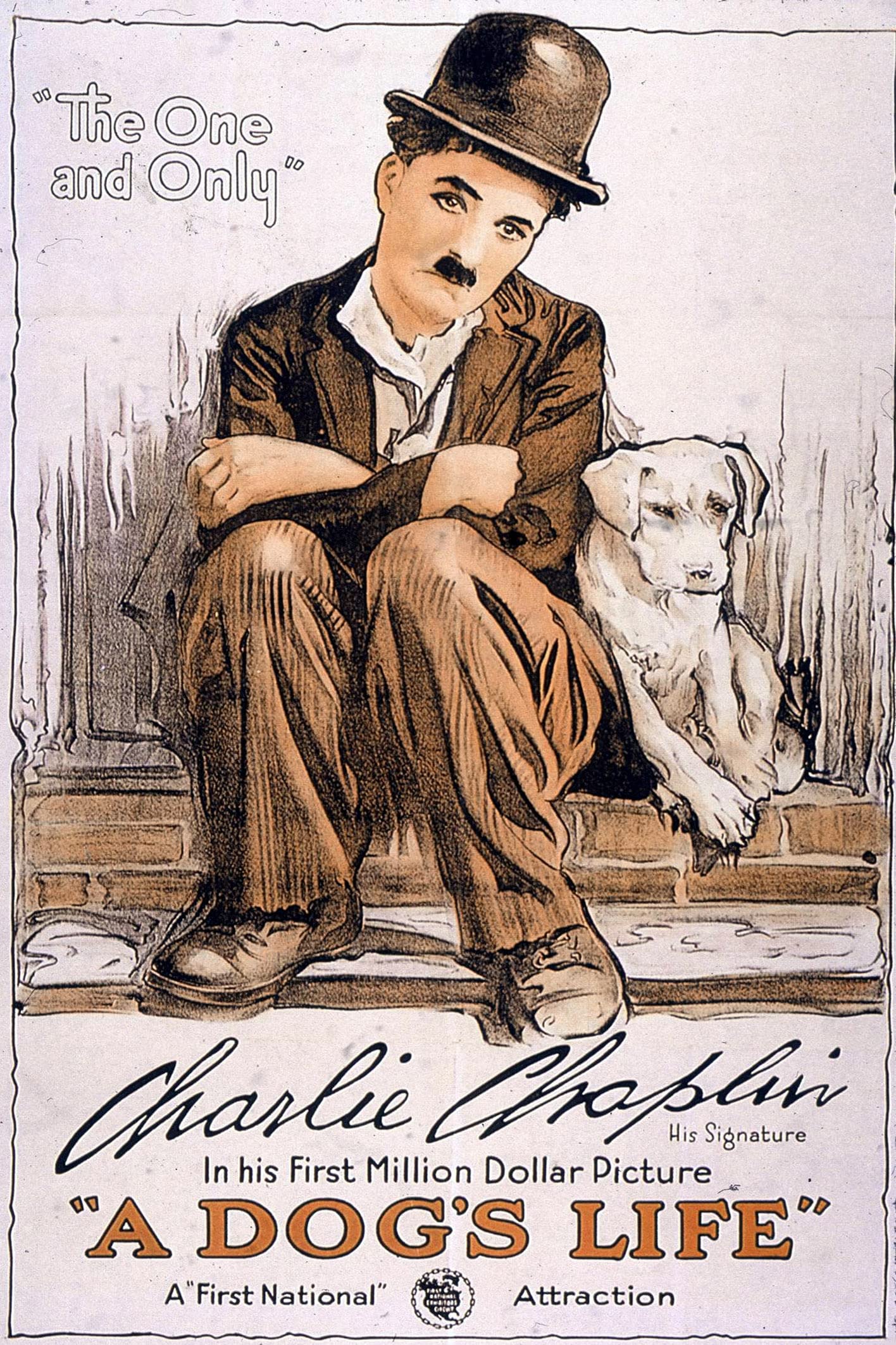 Amazon.com: 24x36 gallery poster, Charlie Chaplin in A Dog's Life 1918 ...