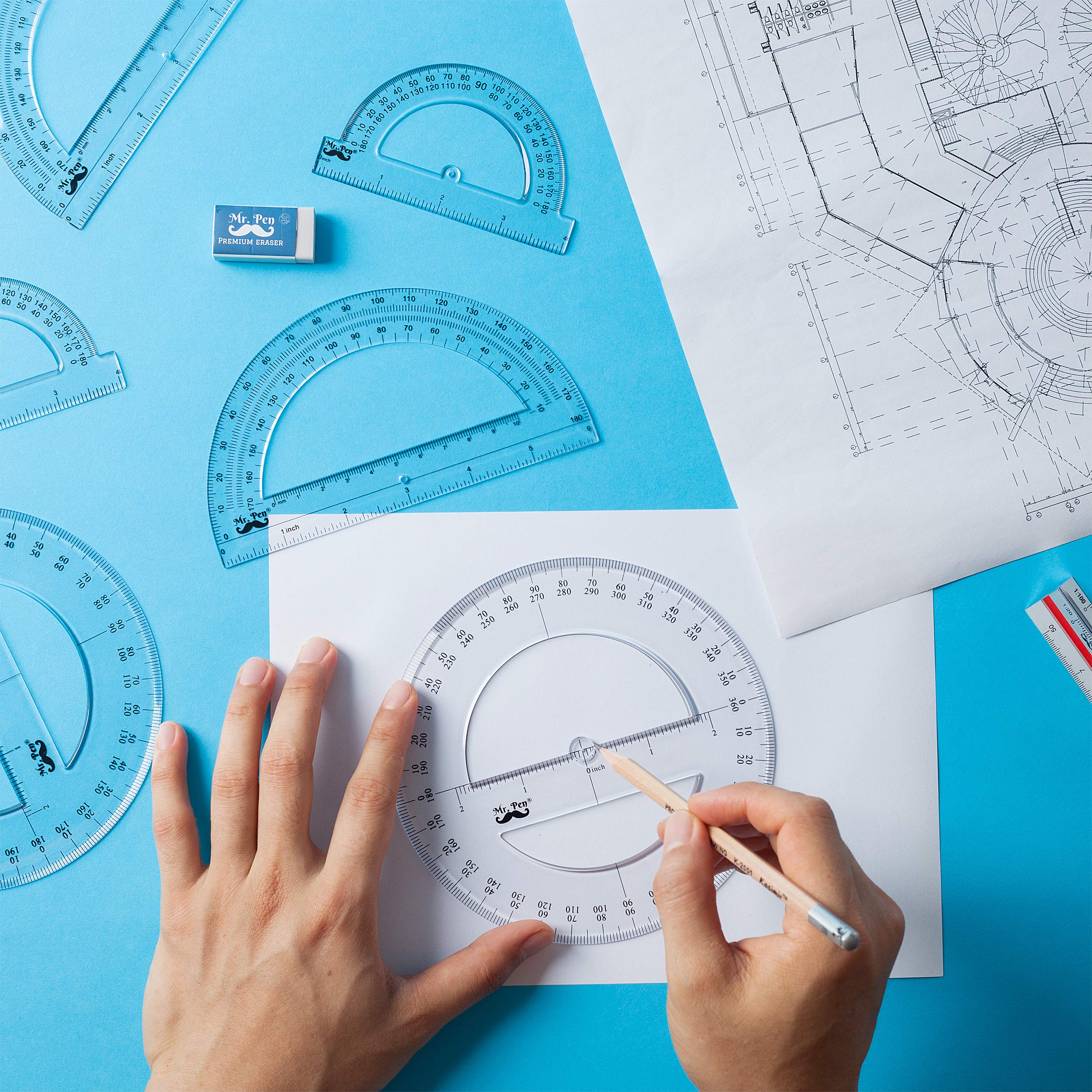 Mr Pen Protractor 9 Pc Protractor Set Protractor Ruler Drafting Tools Circle Protractor