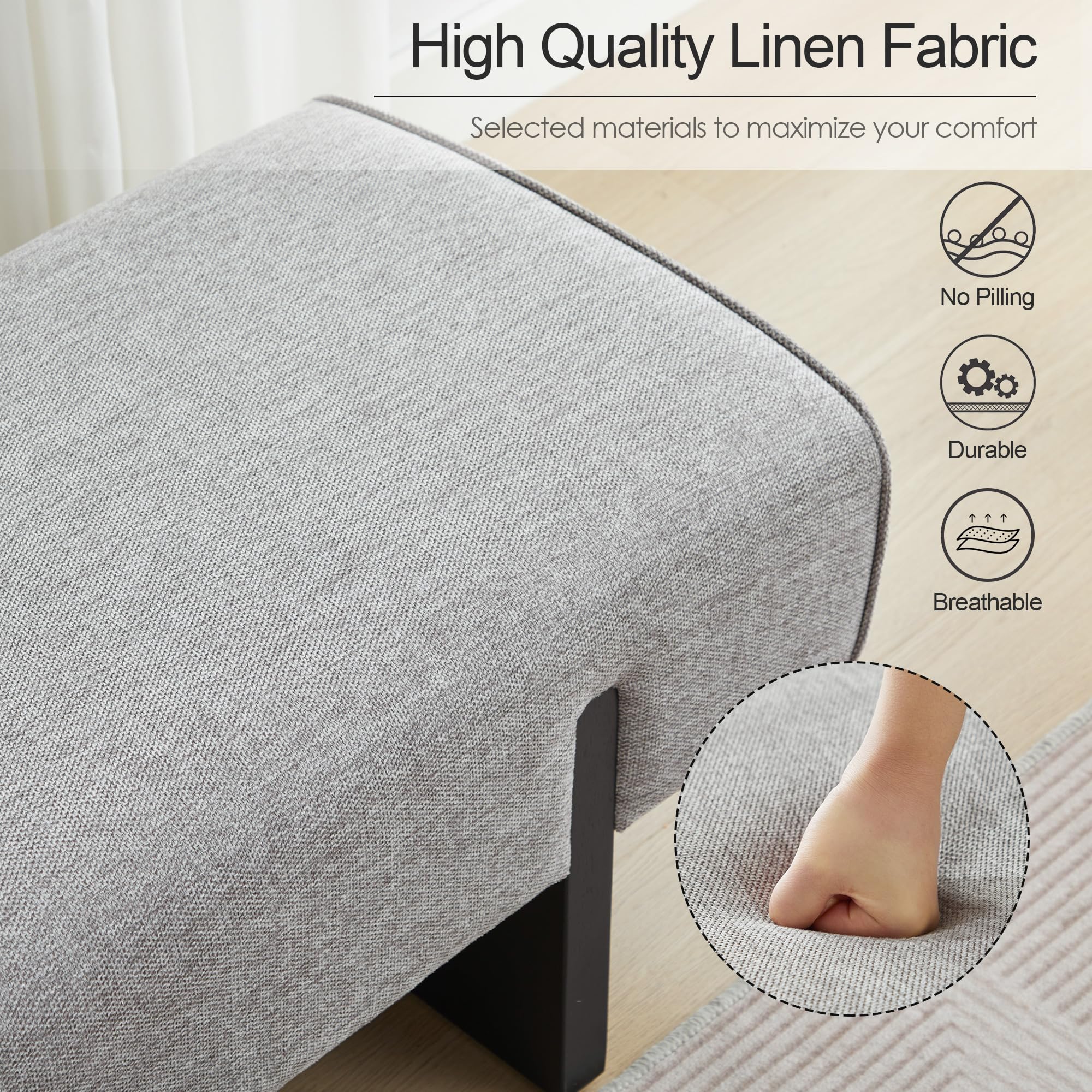 Snapklik.com : Zesthouse Solid Wooden Bench For Bedroom, 55 Linen ...