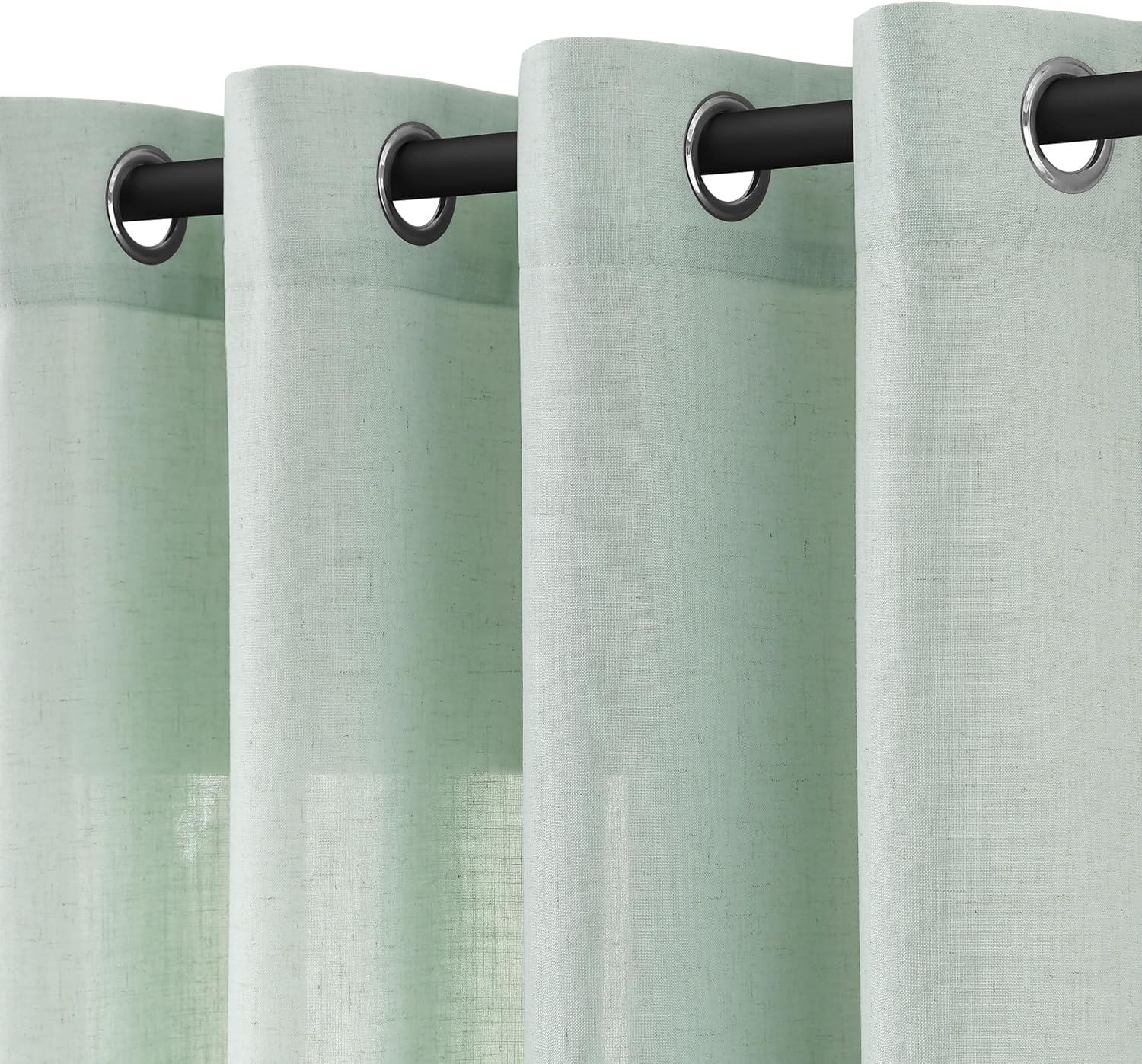 Amazon.com: Jowels Aqua Green Linen Curtains 84 Inch Length 2 Panels ...