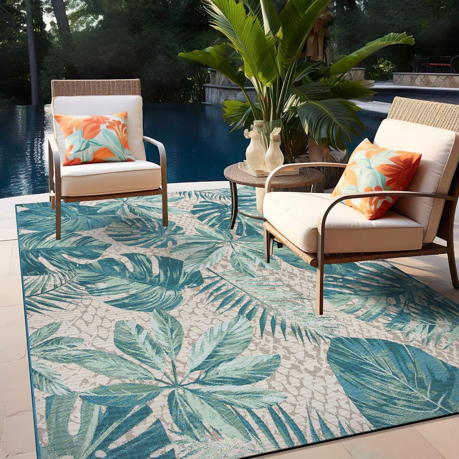 Amazon.com: Rugshop Contemporary Tropical Floral Indoor/Outdoor Area ...
