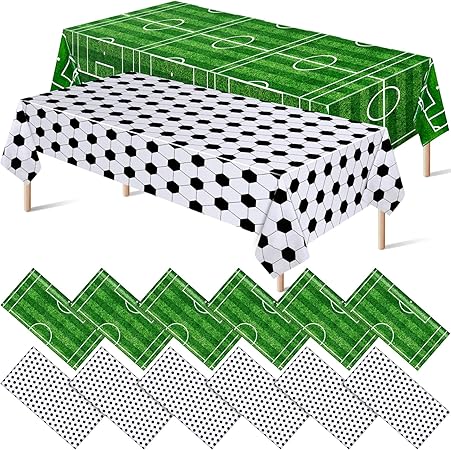 Amazon.com: Mixweer Soccer Plastic Tablecloth Soccer Party Disposable ...