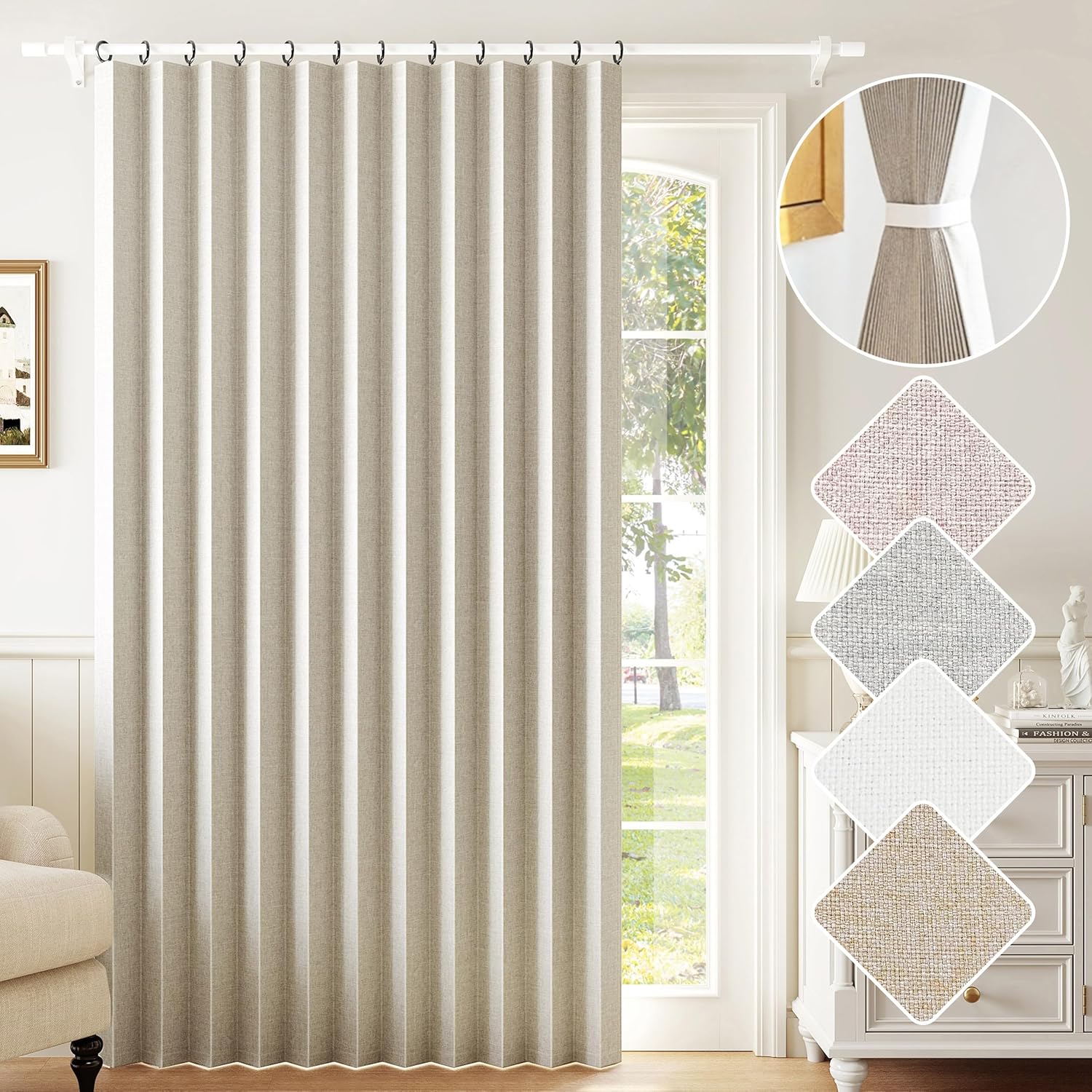 Amazon.com: Pleated Linen Blackout Curtains for Bedroom, Natural ...