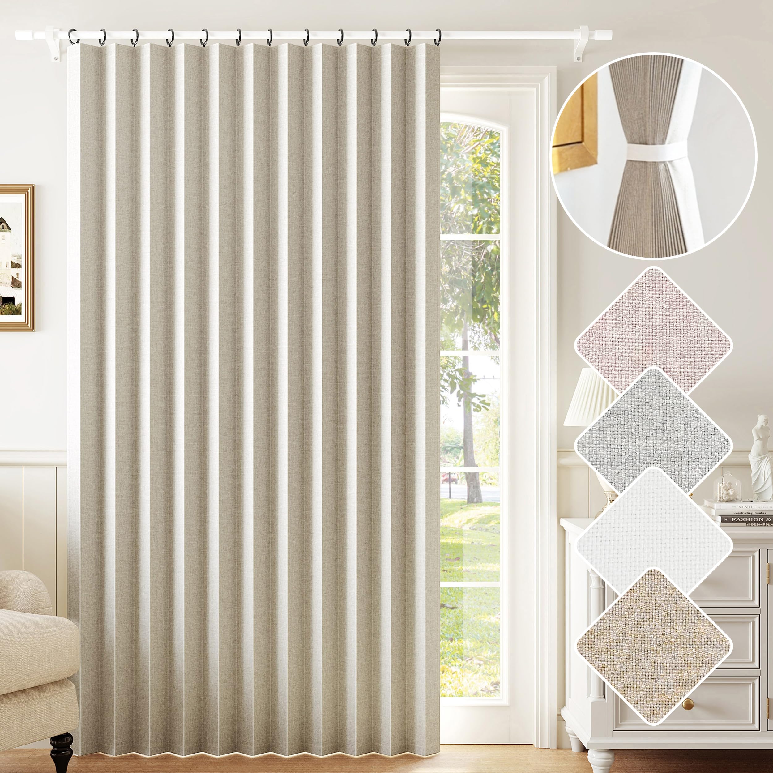 Amazon.com: Pleated Linen Blackout Curtains for Bedroom, Natural ...