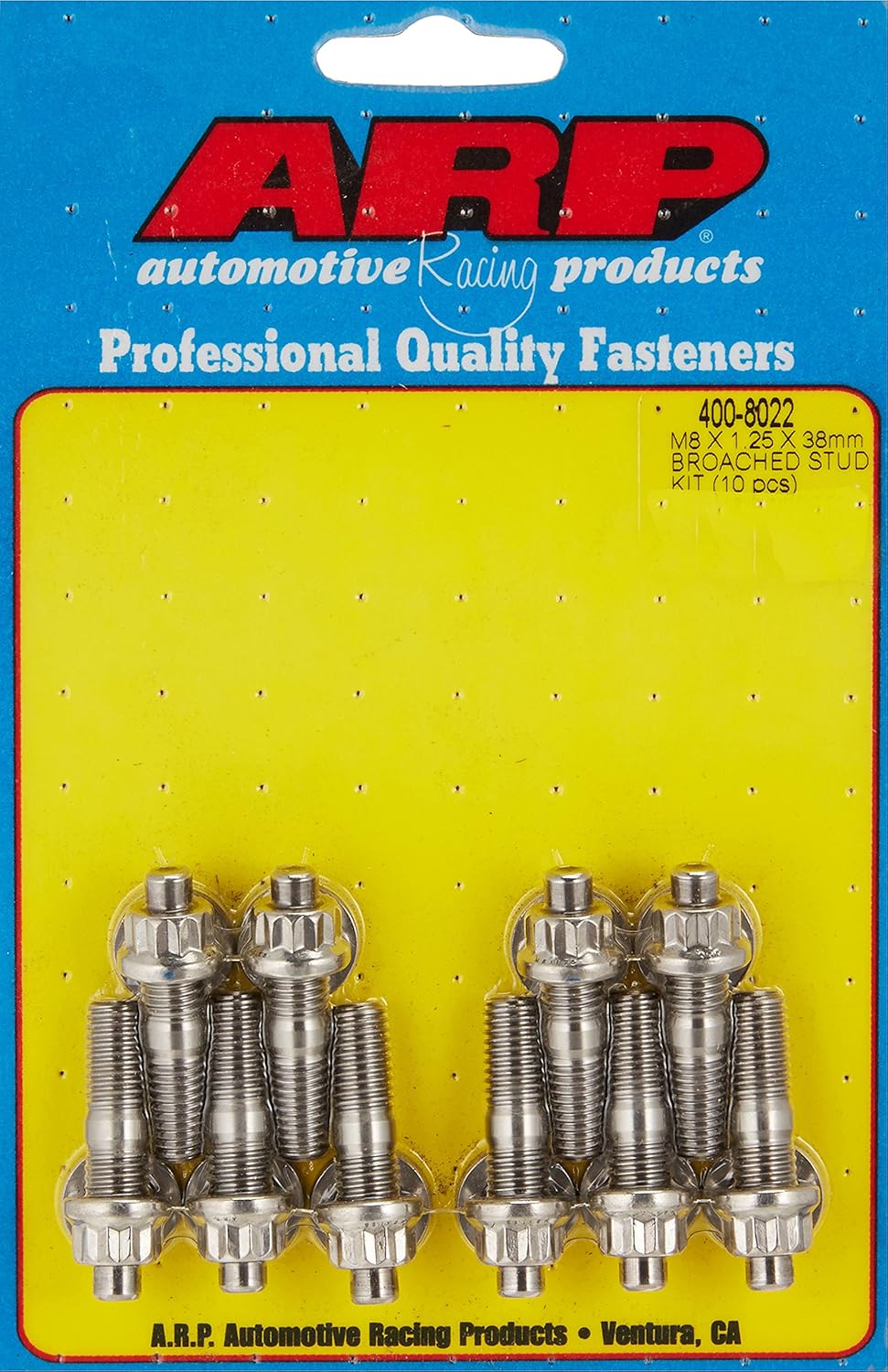 Amazon.com: ARP 400-8022 M8 x 1.25 x 38mm Stainless Steel Stud Kit - 10 ...