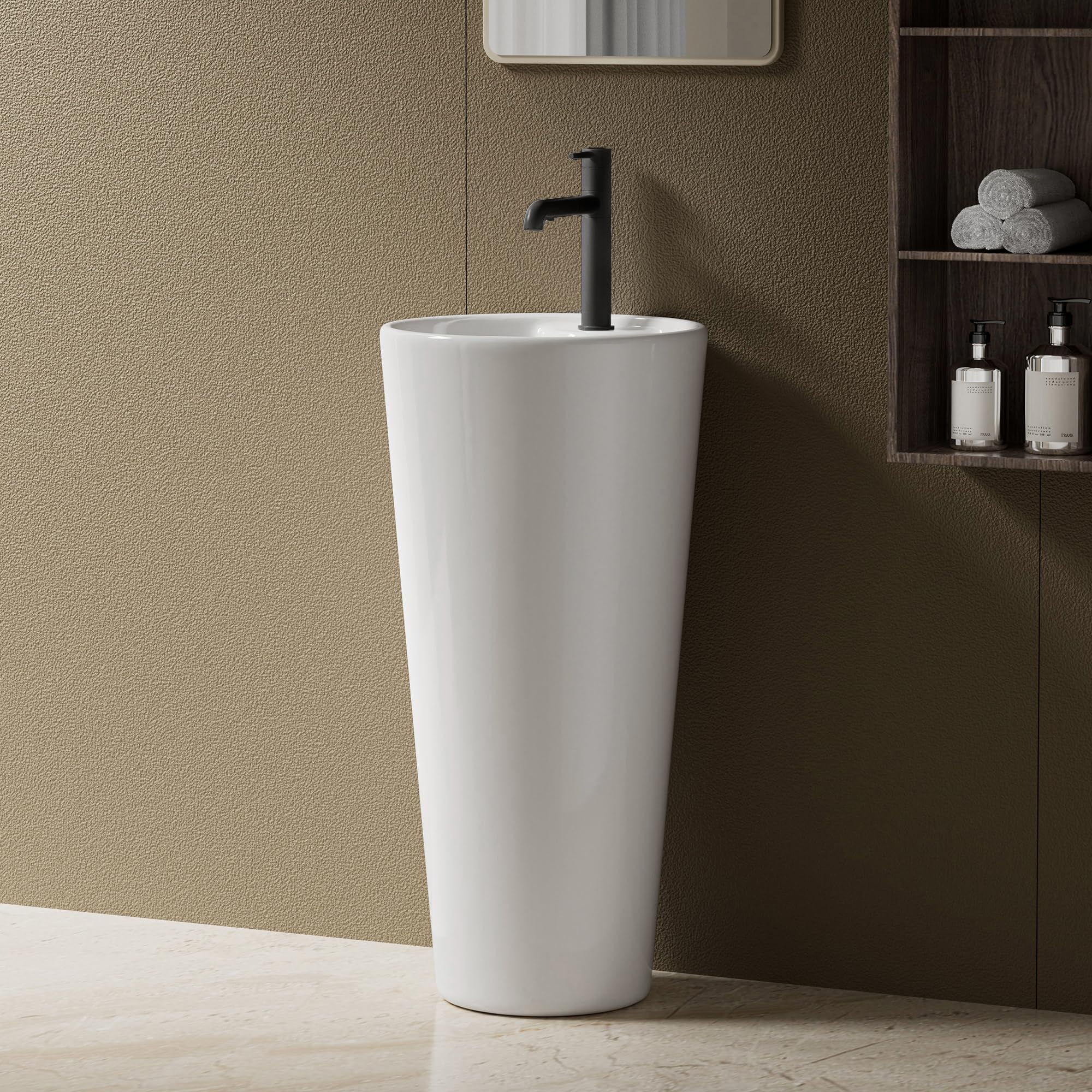 Durovin Oval Bathroom Basin Sink Free Standing Pedestal Stone ...