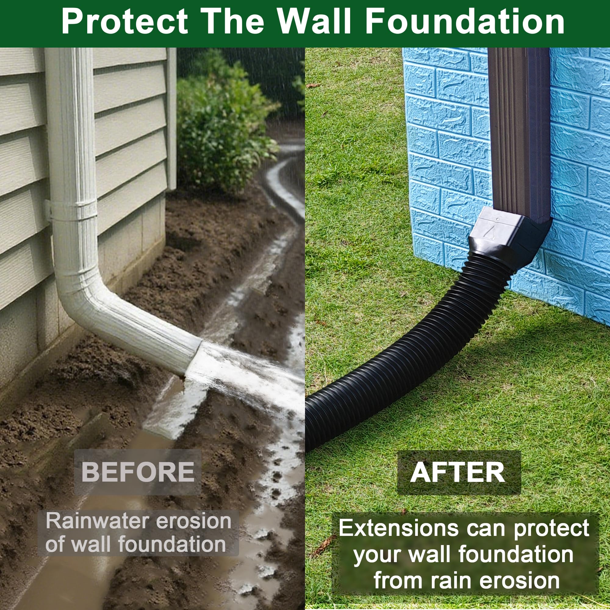 Snapklik.com : Binazon 1 Pack Black-Rain Gutter Downspout Extensions ...