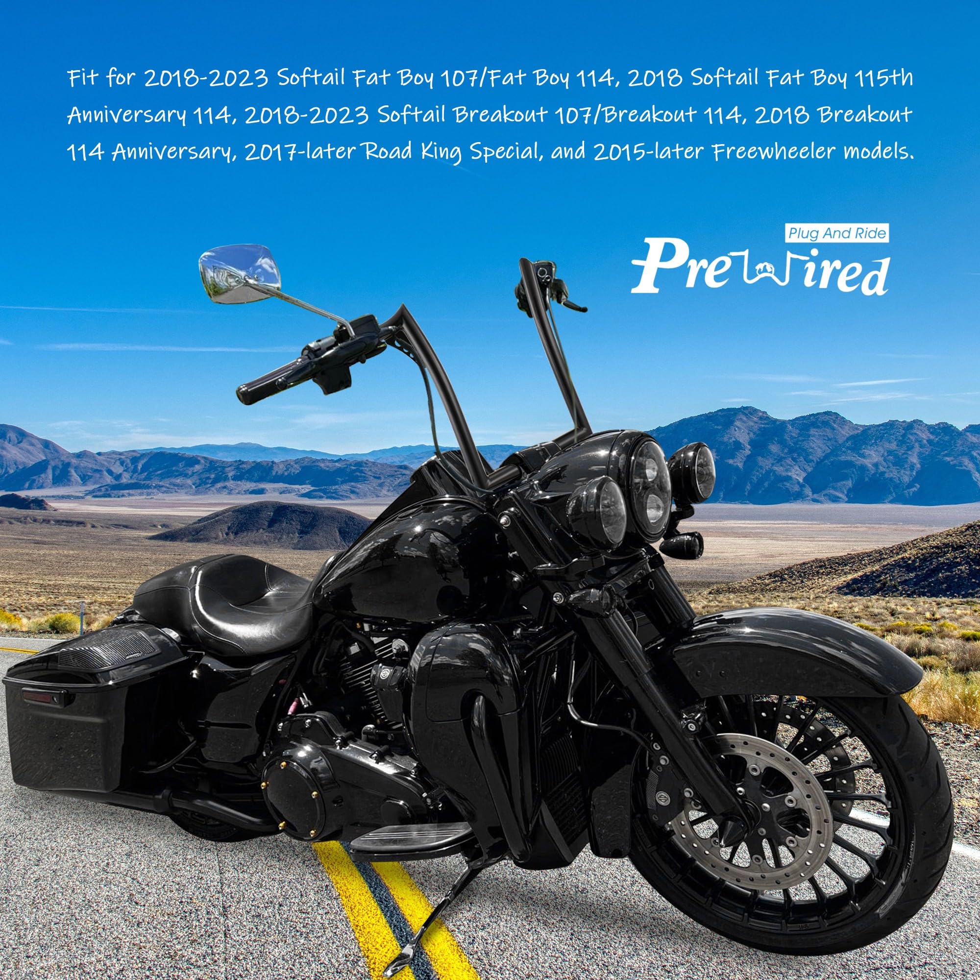 Snapklik.com : Prewired 12 Inch Bat-wing Ape Hangers Road King Special ...