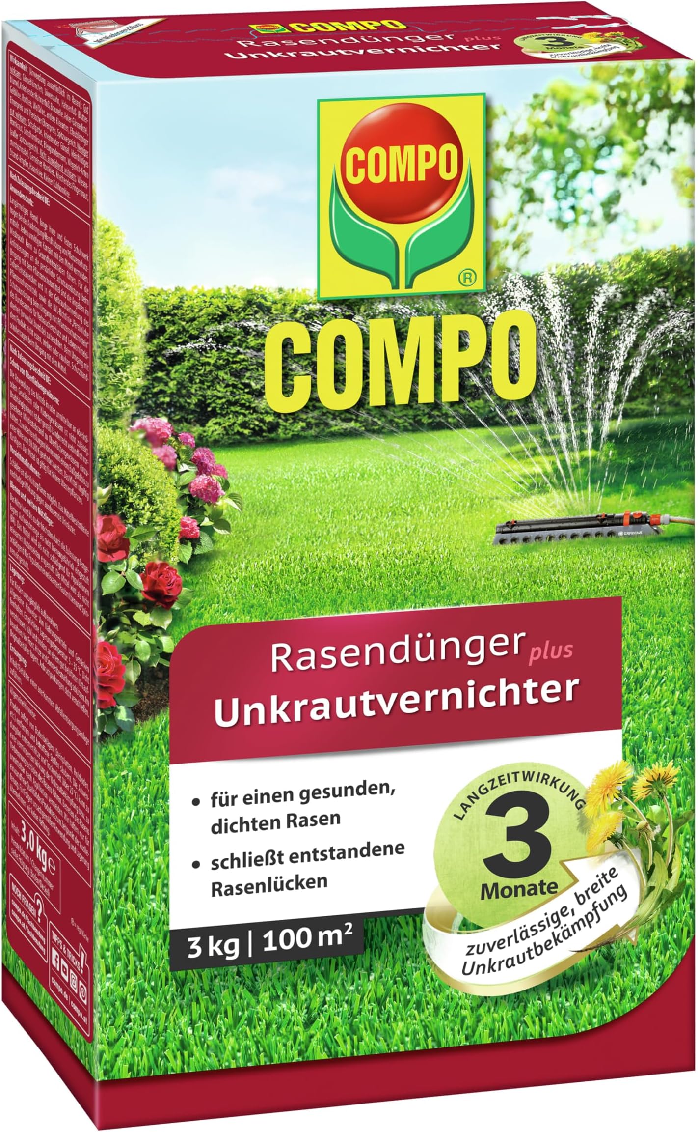 Compo FLORANID Rasendünger Plus Unkrautvernichter, 3 Monate ...