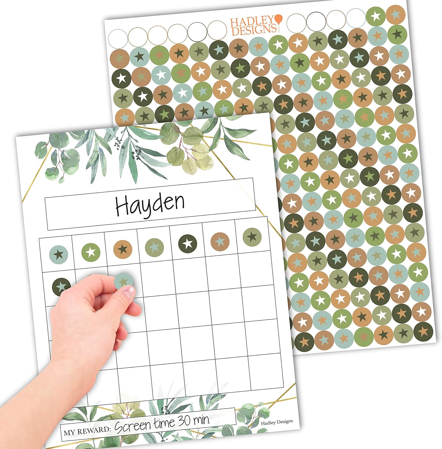 Greenery Reward Sticker Chart for Kids Behavior - Classroom Incentive